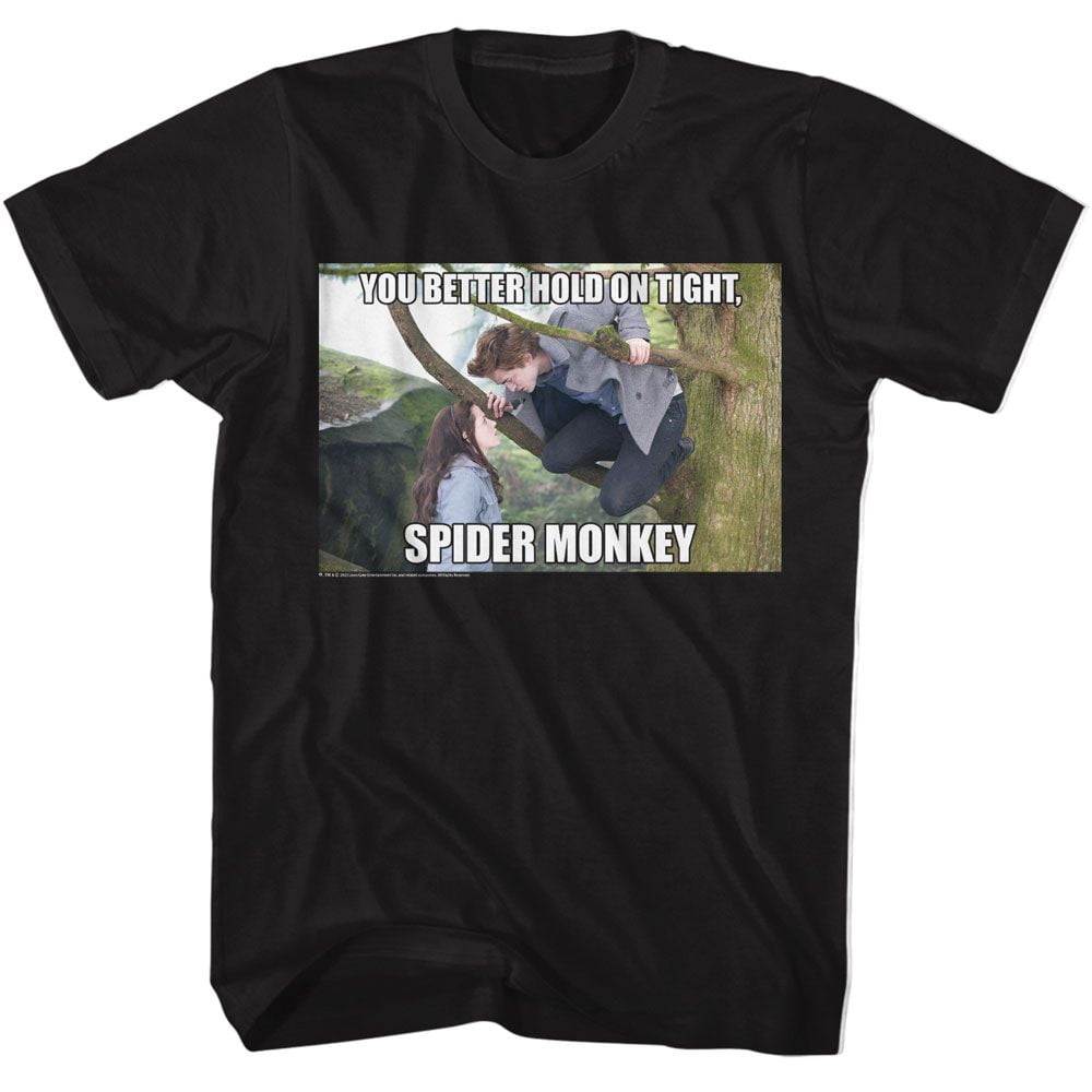 Twilight Hold On Tight Spider Monkey Black Adult T-Shirt - Walmart.com
