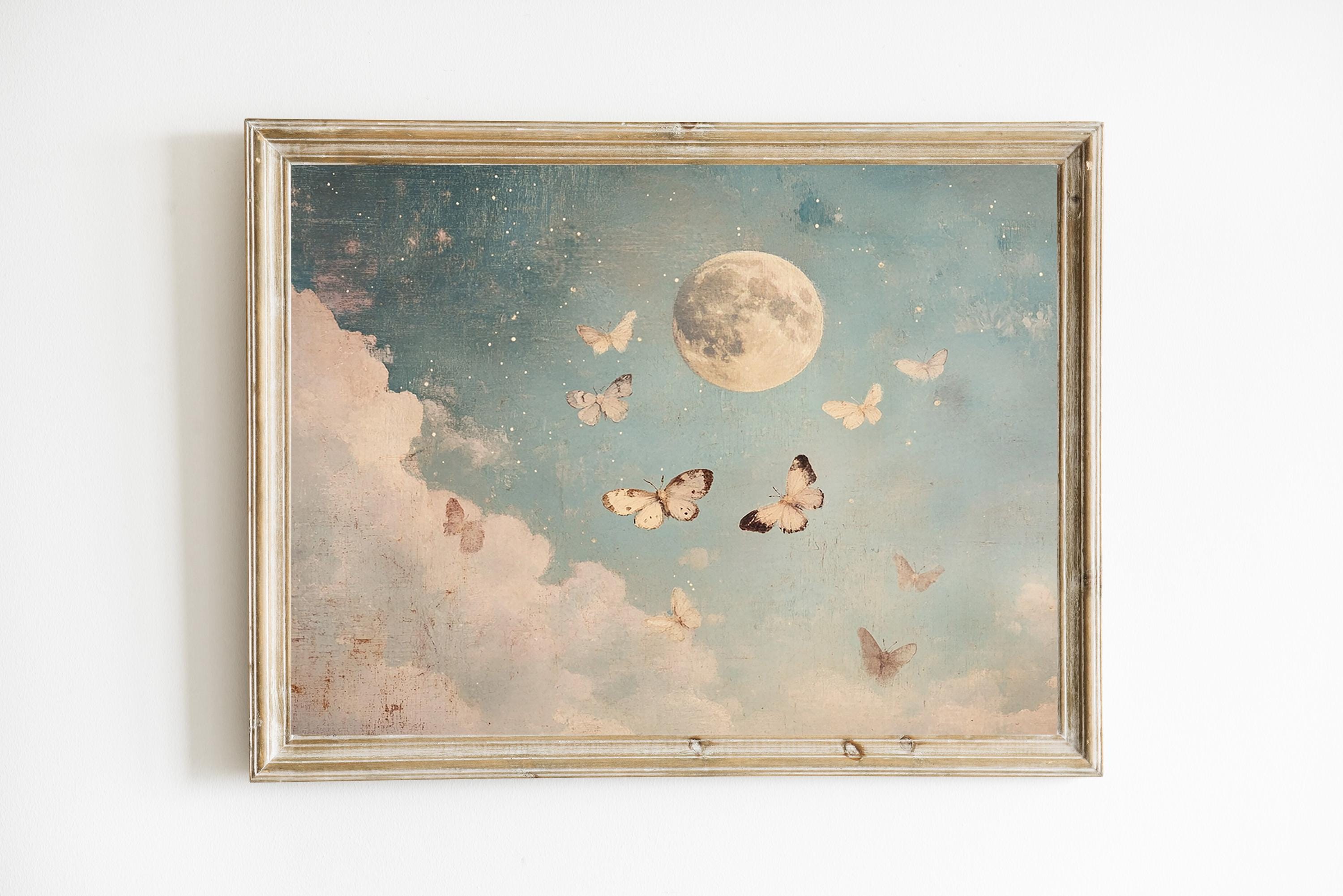 Twilight Moths Cottage Neutral Decor Poster Insect Art Moody Farmhouse ...