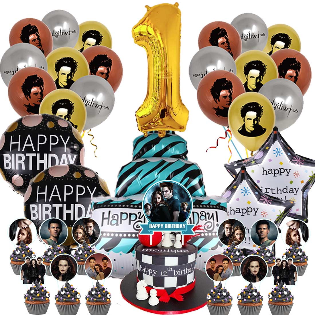 Twilight Party Supplies 1st Decor Kit Balloons Birthday Cake Topper ...