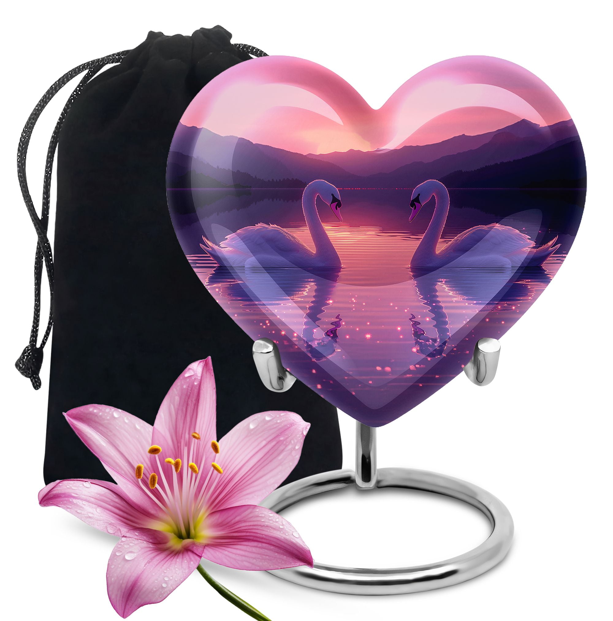 Twilight Swan Silhouettes - Heart Keepsake Urns - Regal Large Heart ...