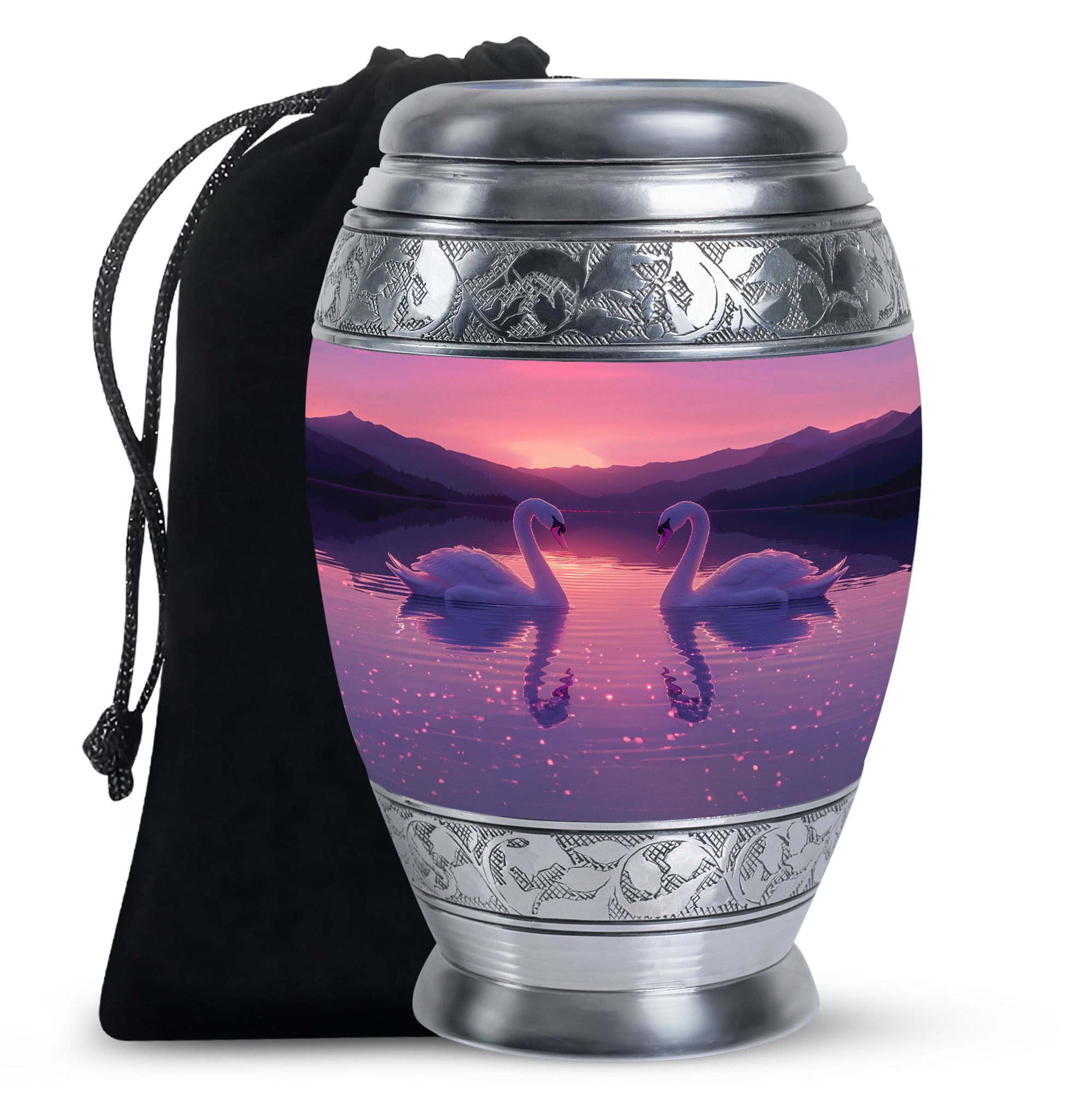 Twilight Swan Silhouettes - Keepsake Urns - Regal Large Funeral Urn For ...
