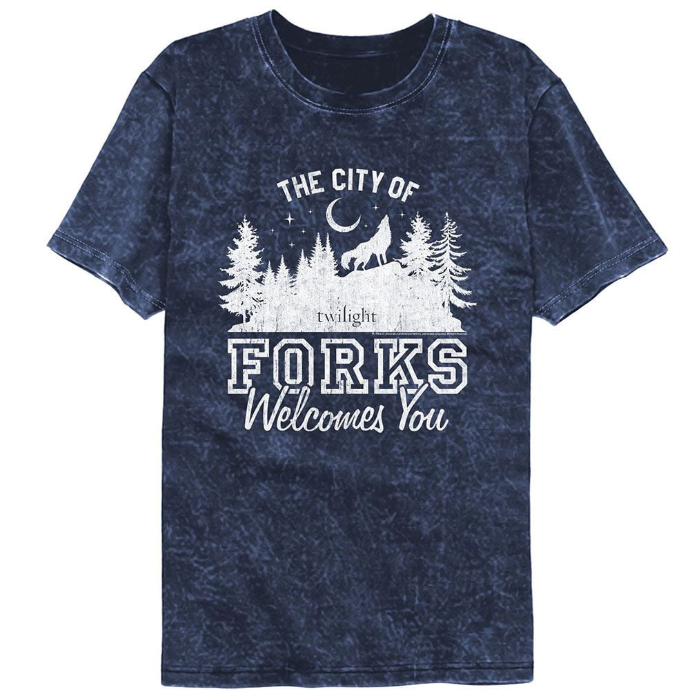 Twilight The City Of Forks Mineral Wash Navy Adult T-Shirt 2Xl ...