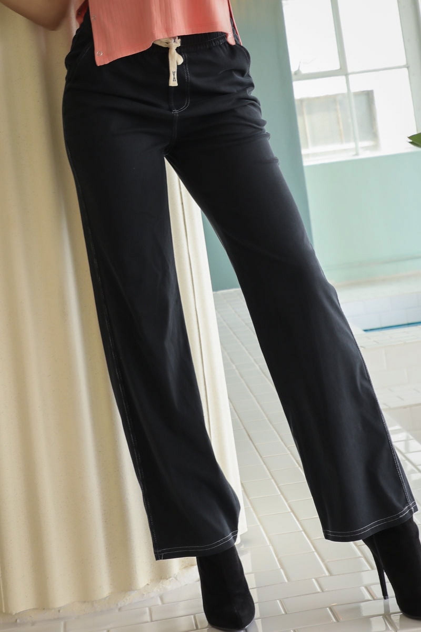 Twill Knit Pants with Drawstring and Side Pockets - Walmart.com