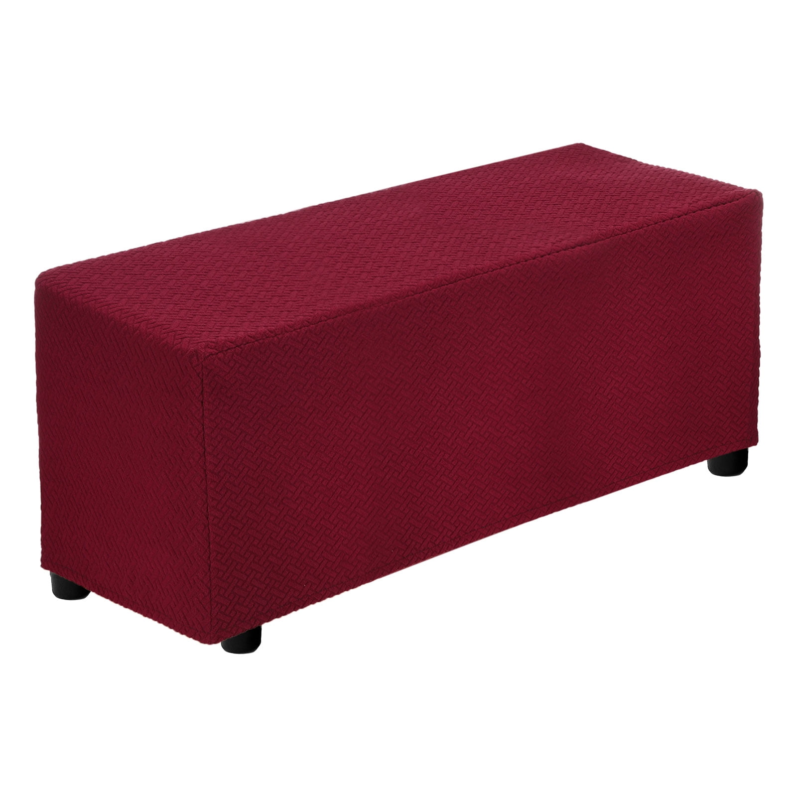 Twill Rectangle Ottoman Cover Fit Length 40"-50", L-Large, Wine Red ...
