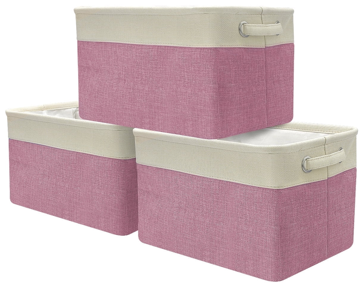 Twill Storage Baskt Set - 3 Pack, Pink - Walmart.com
