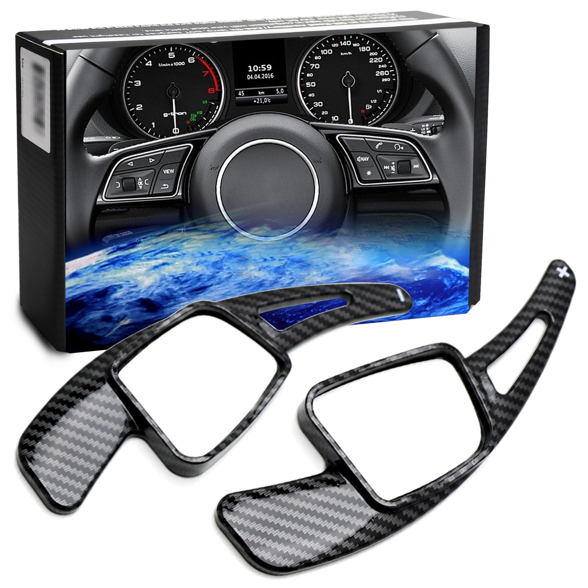 Twill-Weave Carbon Fiber Pattern Style Larger Paddle Extensions For Audi 2017-up A3, A4, A5 ...