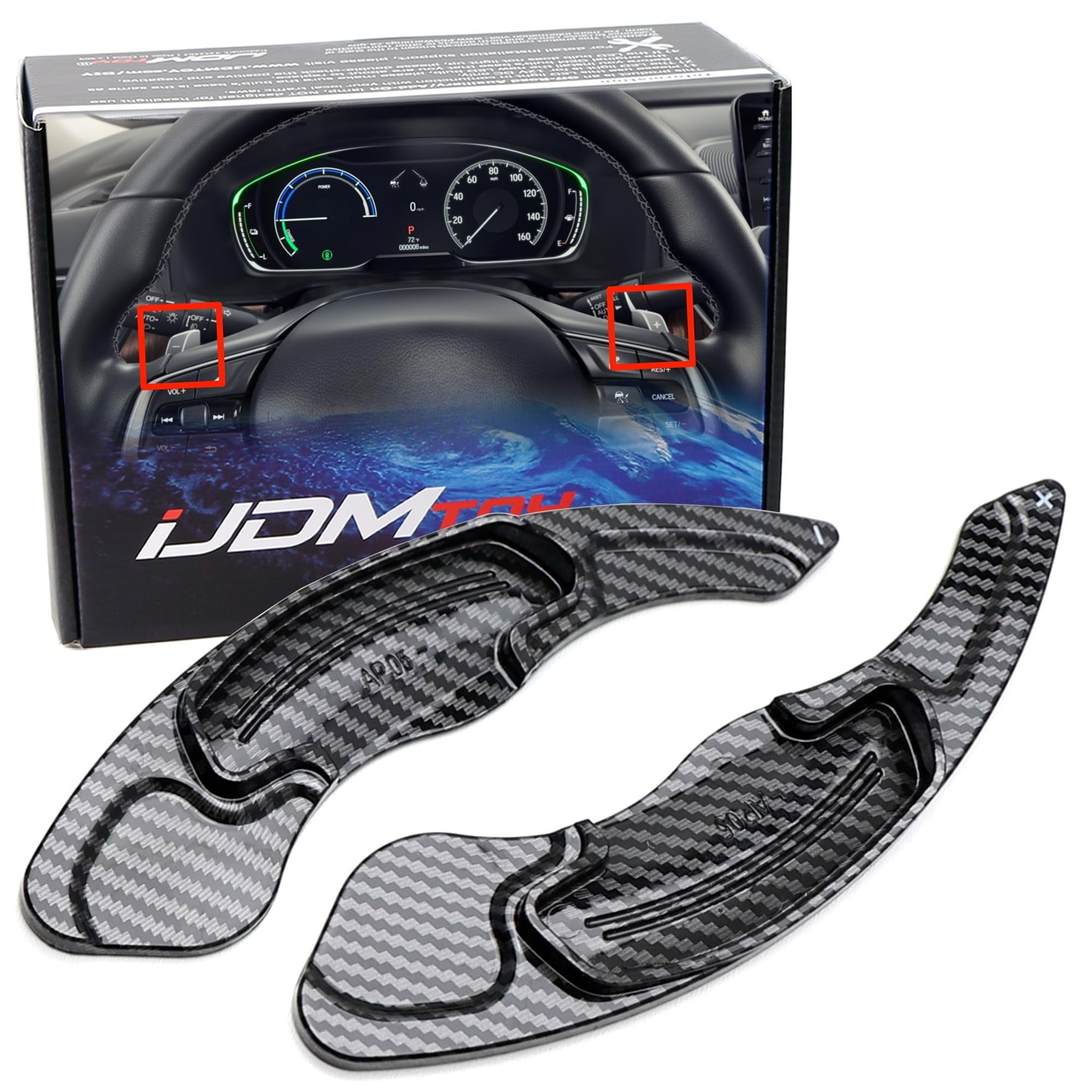 Twill-Weave Carbon Fiber Pattern Style Larger Paddle Shifter Extensions ...