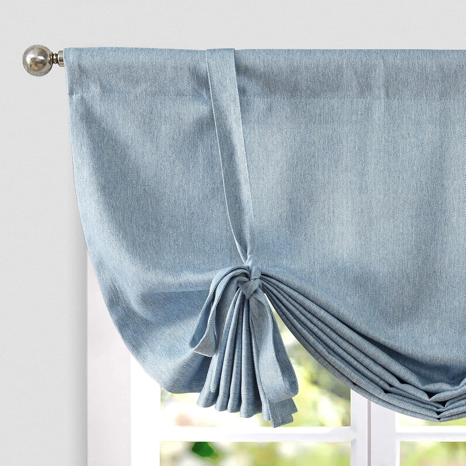 Twill Weave Valance Curtain 54 Inch Tie Up Shade Faux Linen Valance ...
