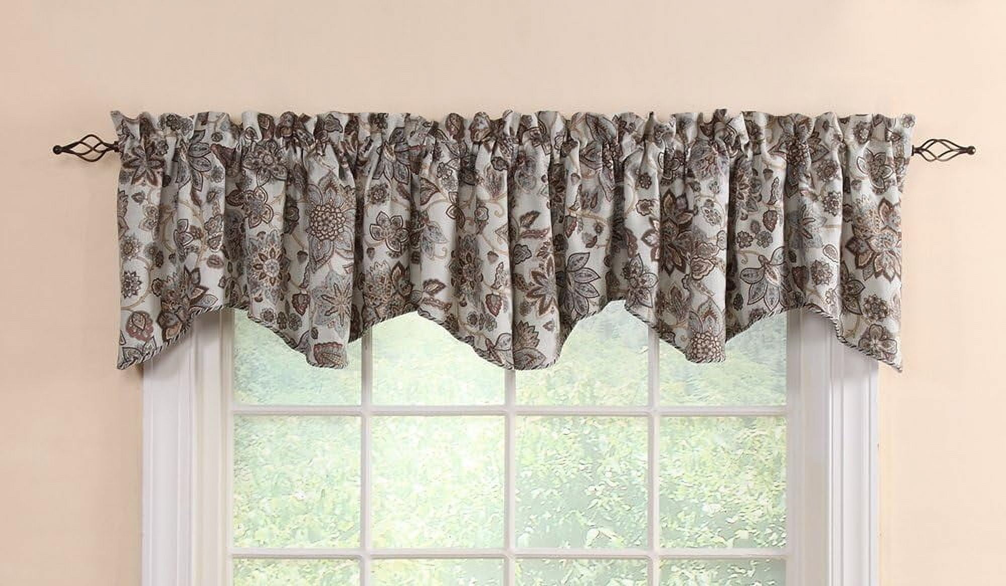 Twill and Birch Cassidy Lined Scalloped Valance with Cording, 52-Inch ...