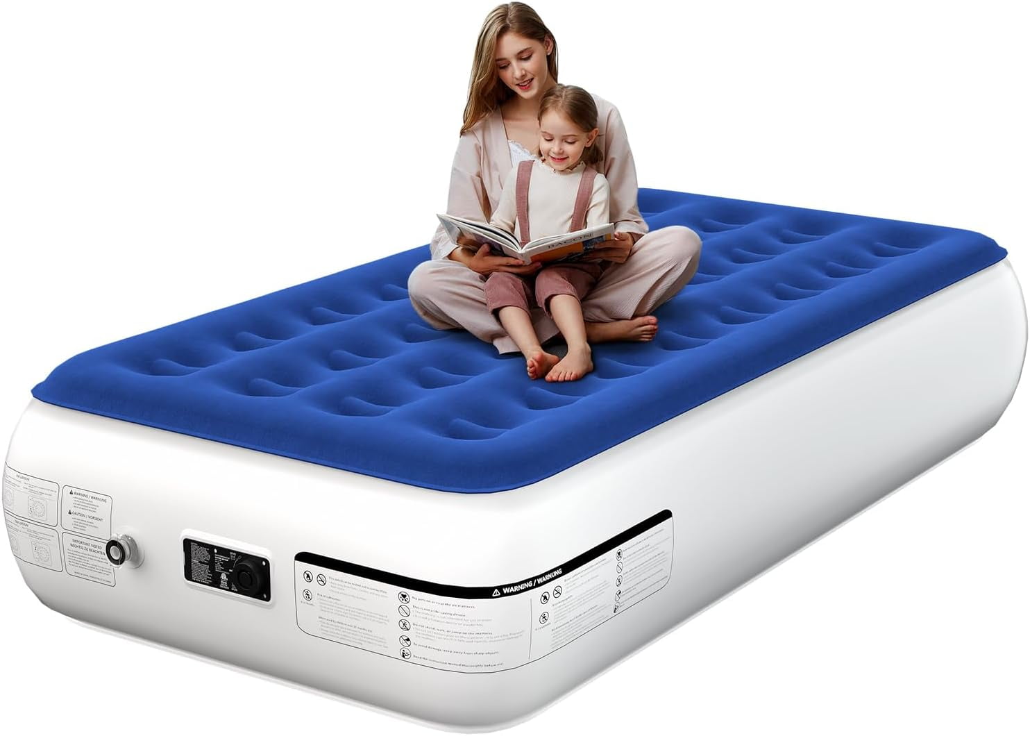 Twin Air Mattress with Built in Pump Luxurious Comfort 16" Raised ...