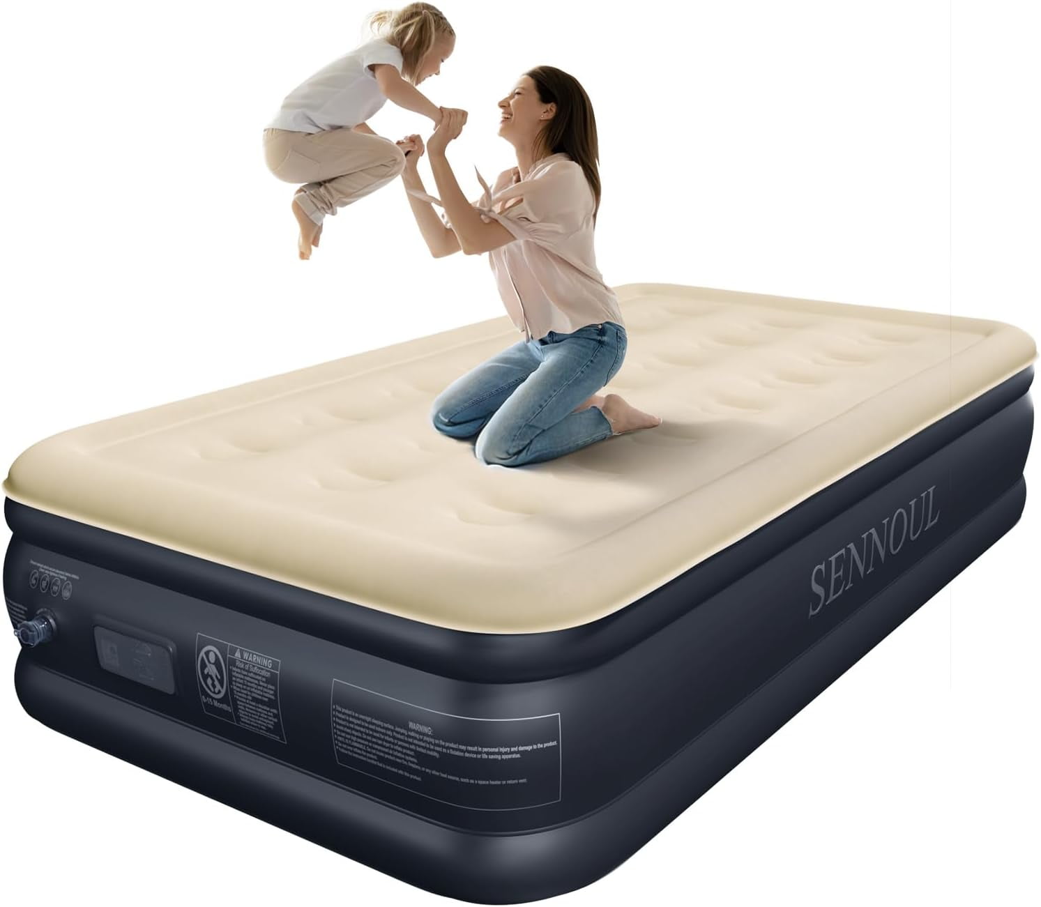 Twin Air Mattress with Built in Pump Raised,Upgraded Single Blow Up Bed ...
