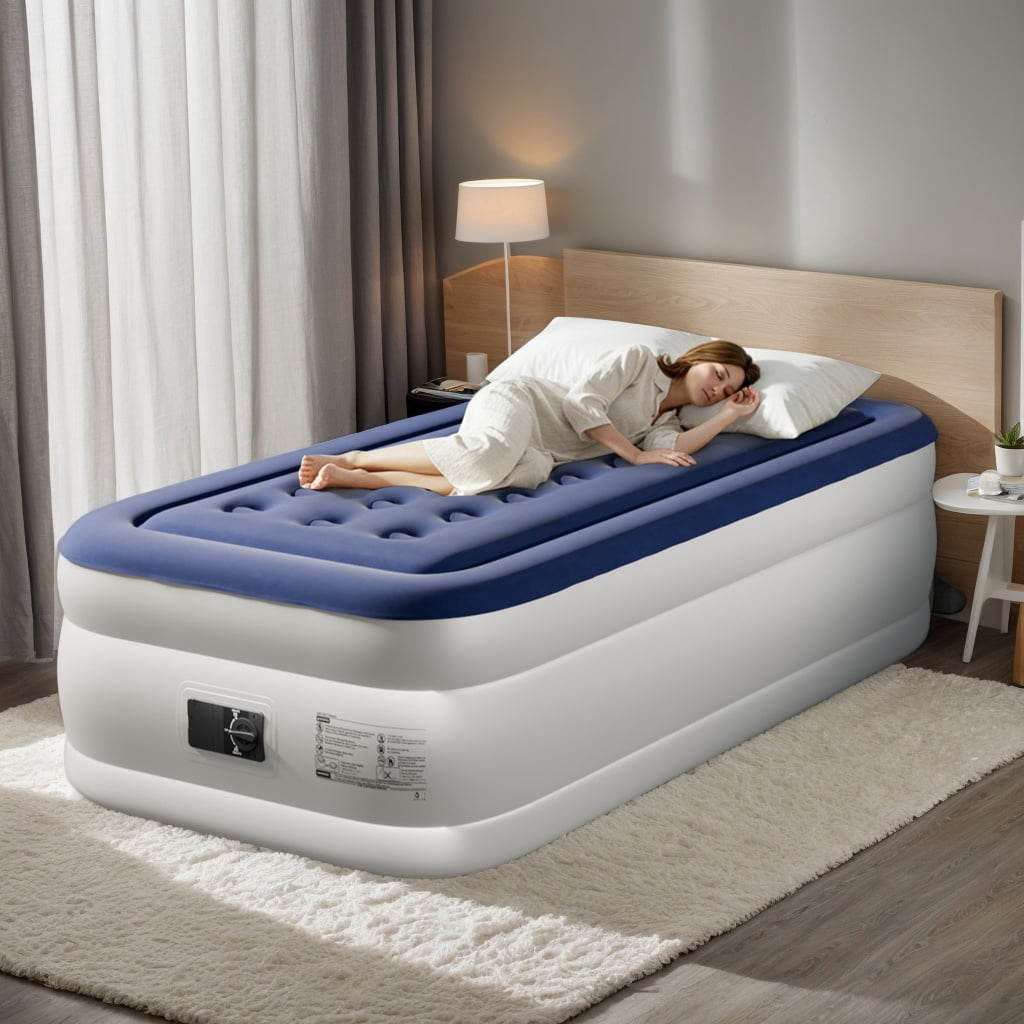 Twin Air Mattress with Built-in Pump, 18-inch Raised Inflatable Bed ...