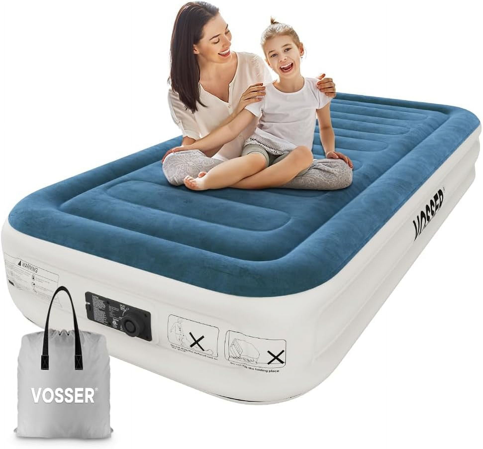 Twin Air Mattress with Built-in Pump,Fast & Easy Inflation/Deflation ...