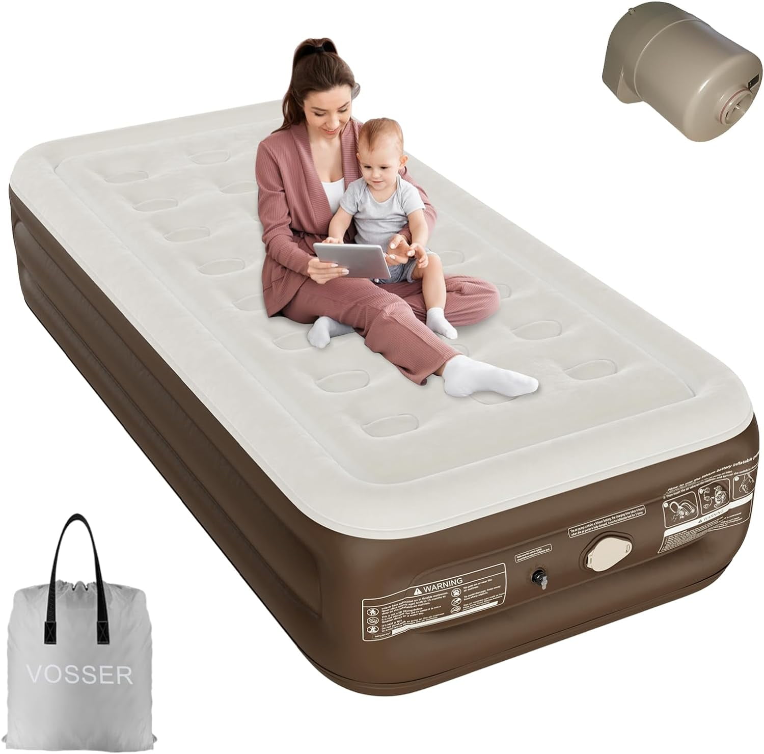 Twin Air Mattress with Built-in Pump,Self Inflatable Mattress with ...