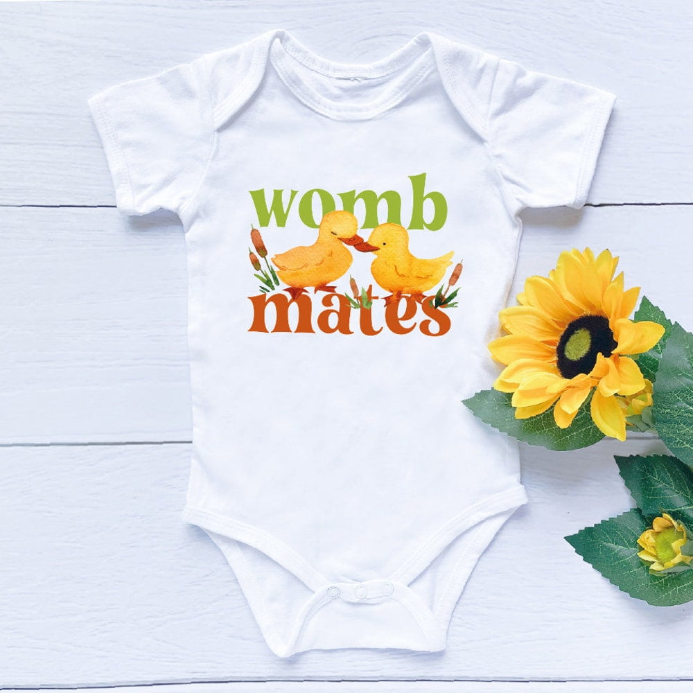 Twin Baby Bodysuit, Womb Mates Twin Bodysuits, Funny Best Friends ...