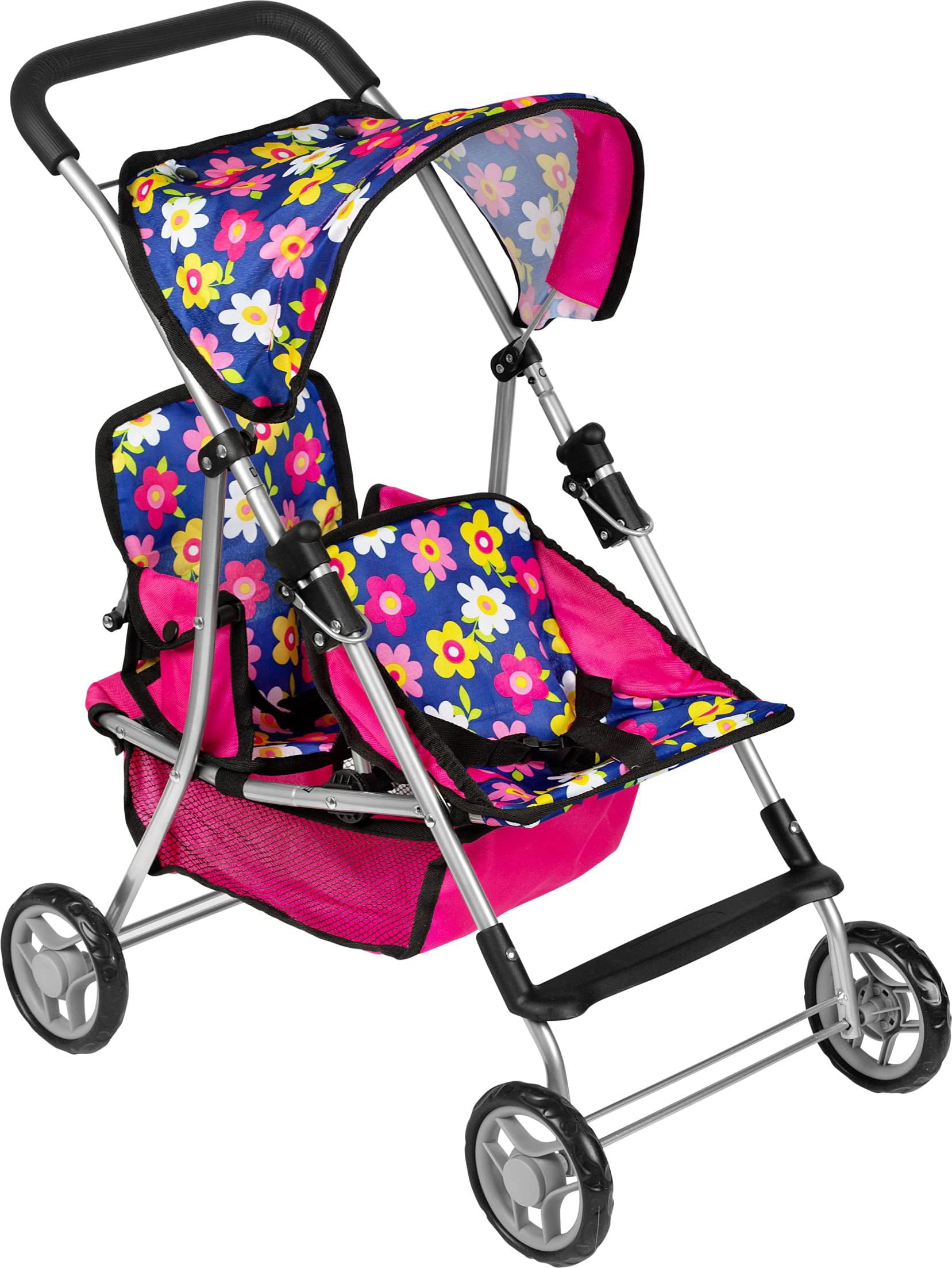 Twin Baby Doll Stroller - Pretend Play Baby Stroller For Dolls - Toy ...