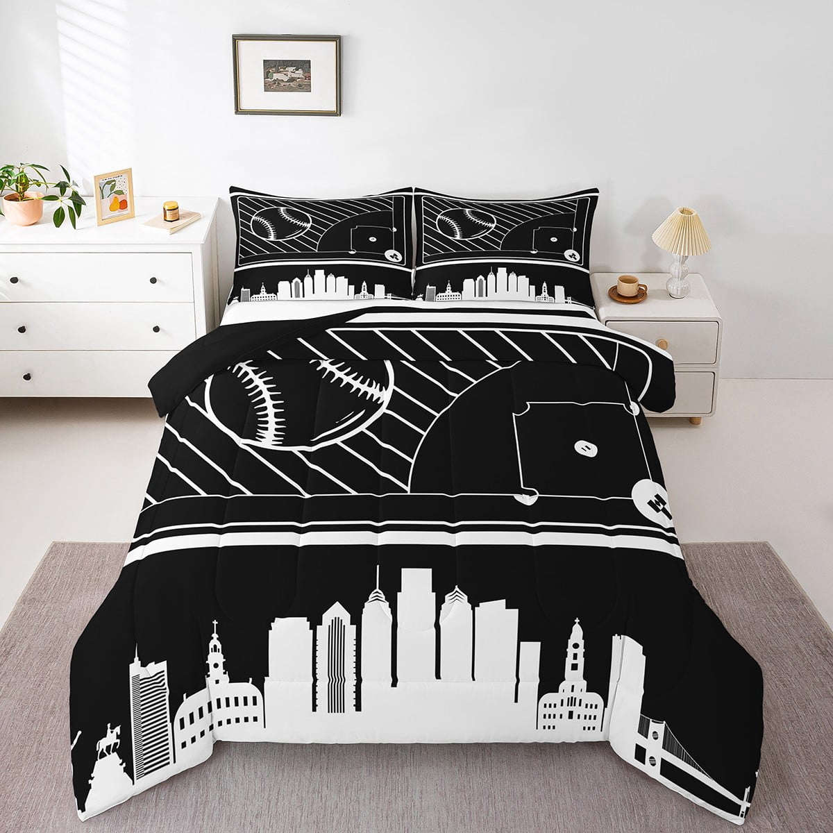 Twin Baseball Bedding Comforter Sets Sports Game Bedding Set Baseball ...