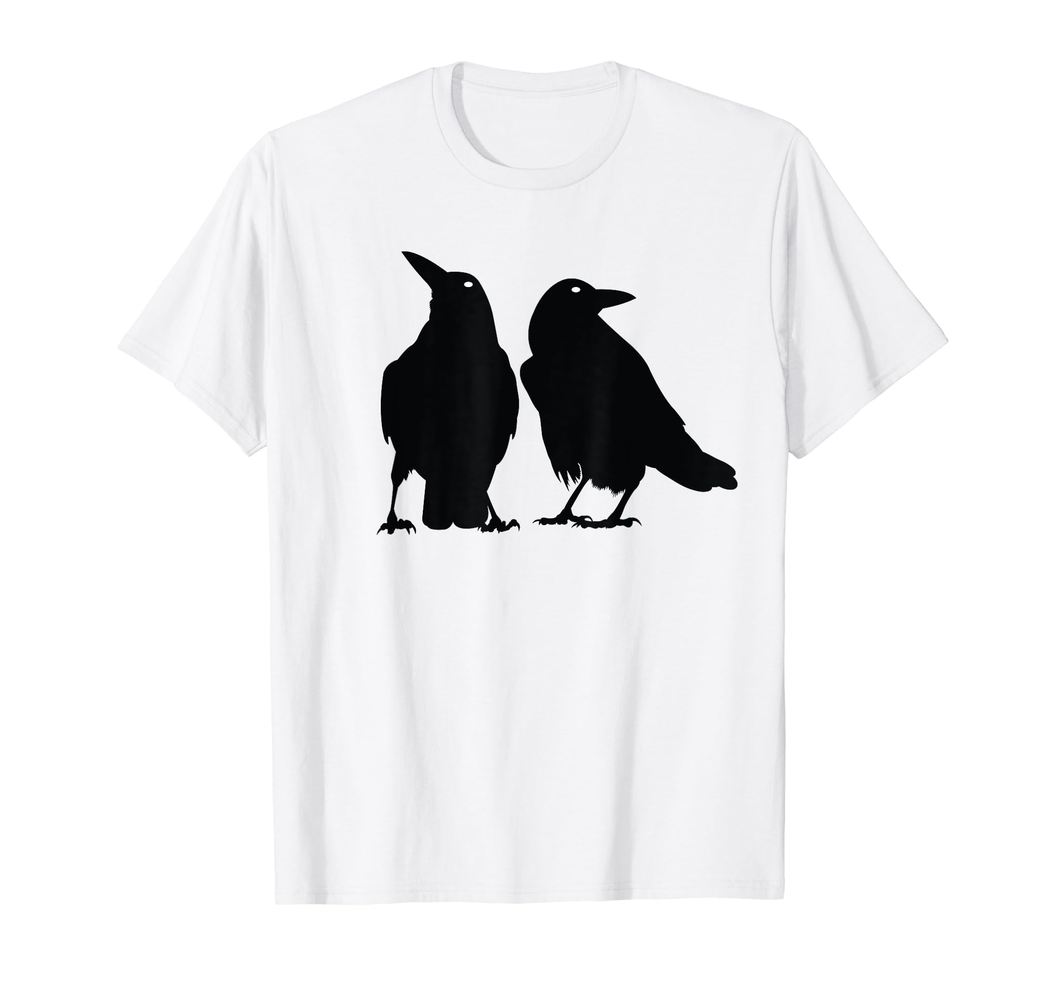 Twin Beautiful Black Raven Birds And Crows Silhouette T-Shirt White Tee ...