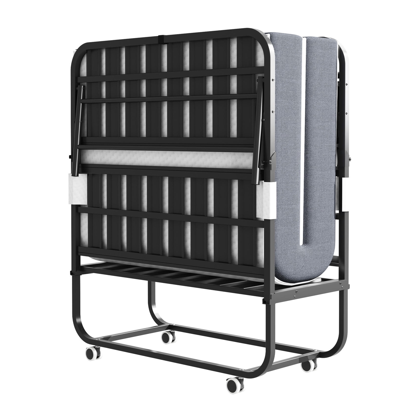 Twin Bed | 3.7" Mattress, 360° Swivel Wheels | Rollaway for Limited ...