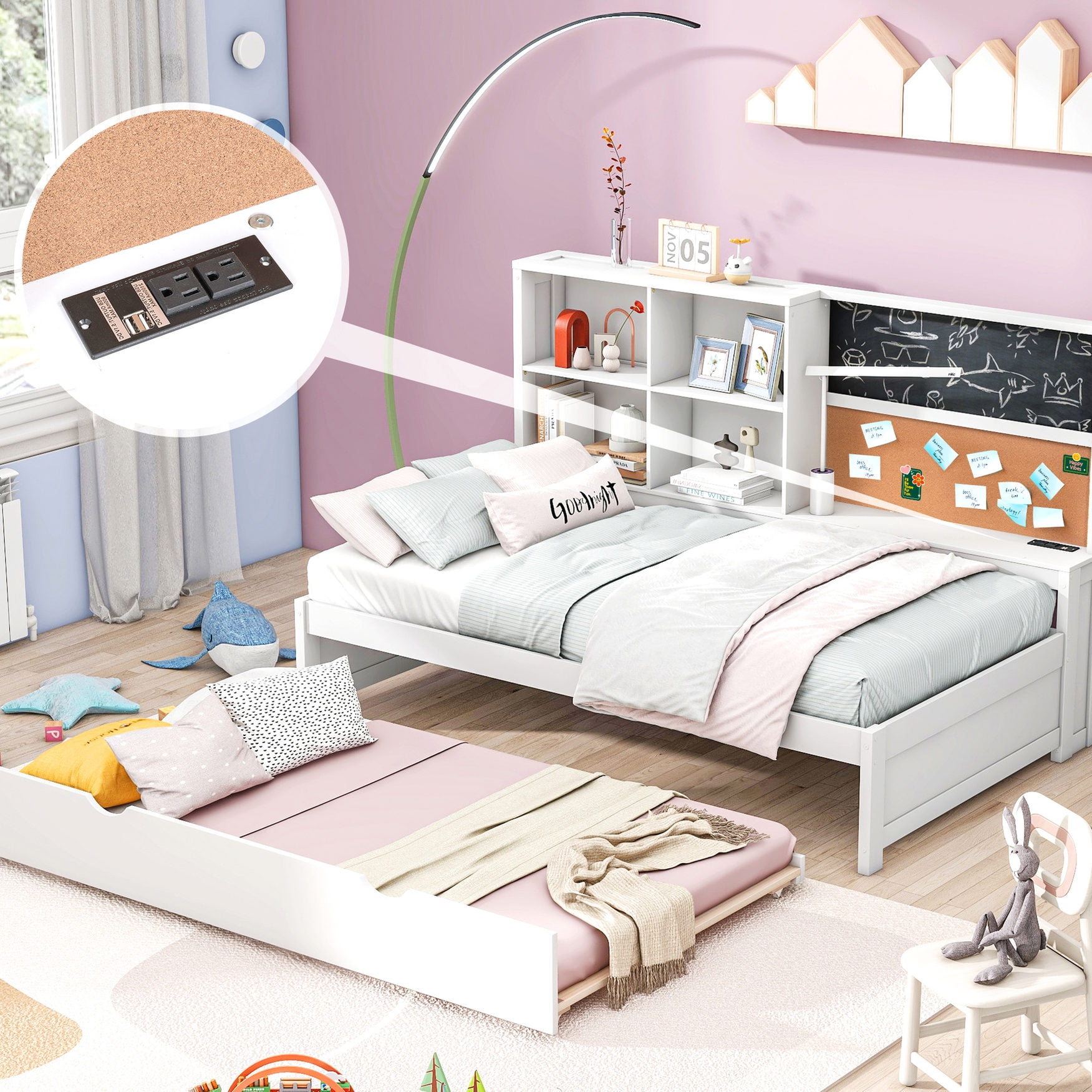 Twin Bed - Blackboard and Cork Board for Notes - Dorm Room - Organized ...