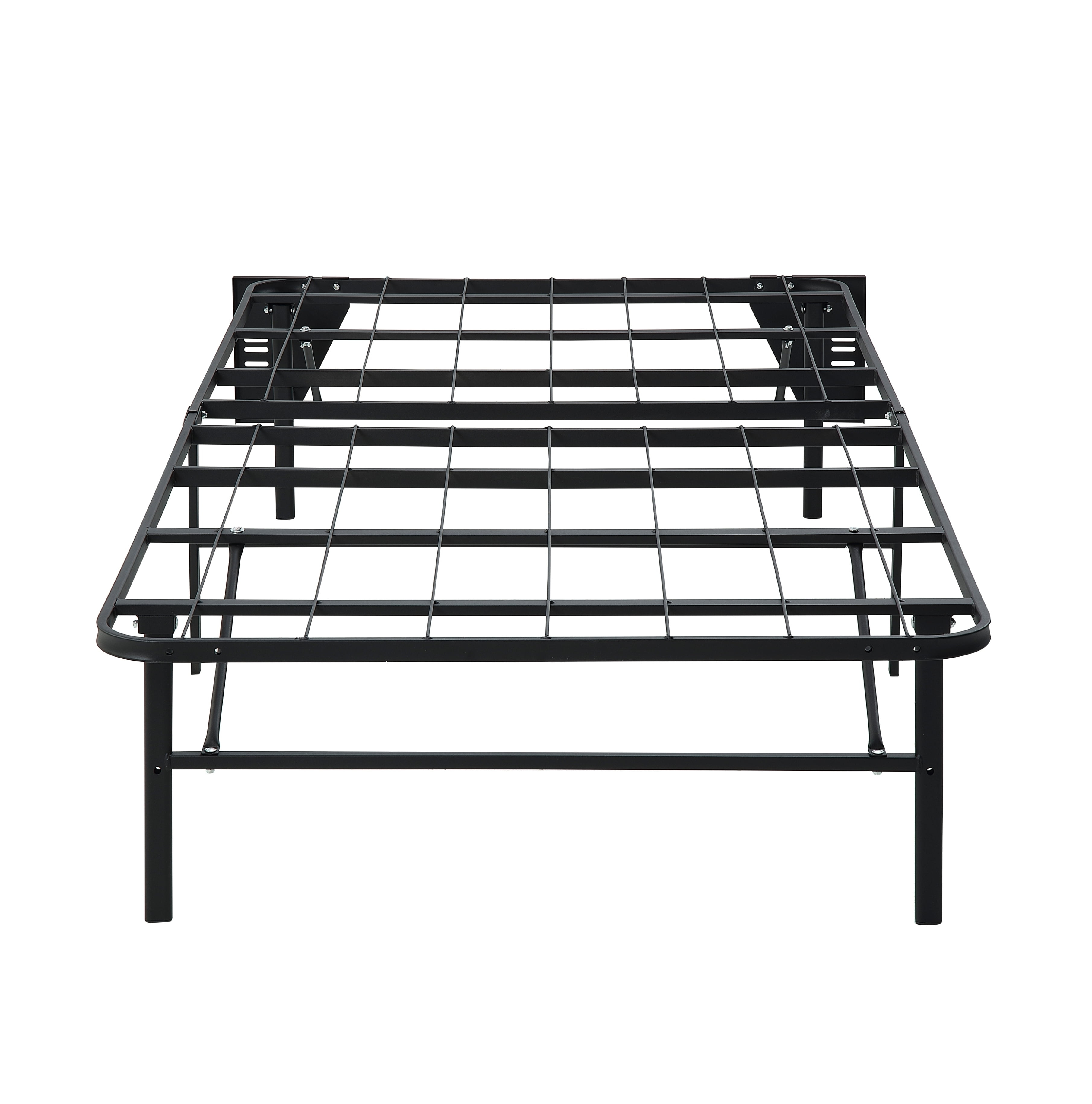 Twin Bed Frame Black Metal Platform, Foldable High Profile Design ...