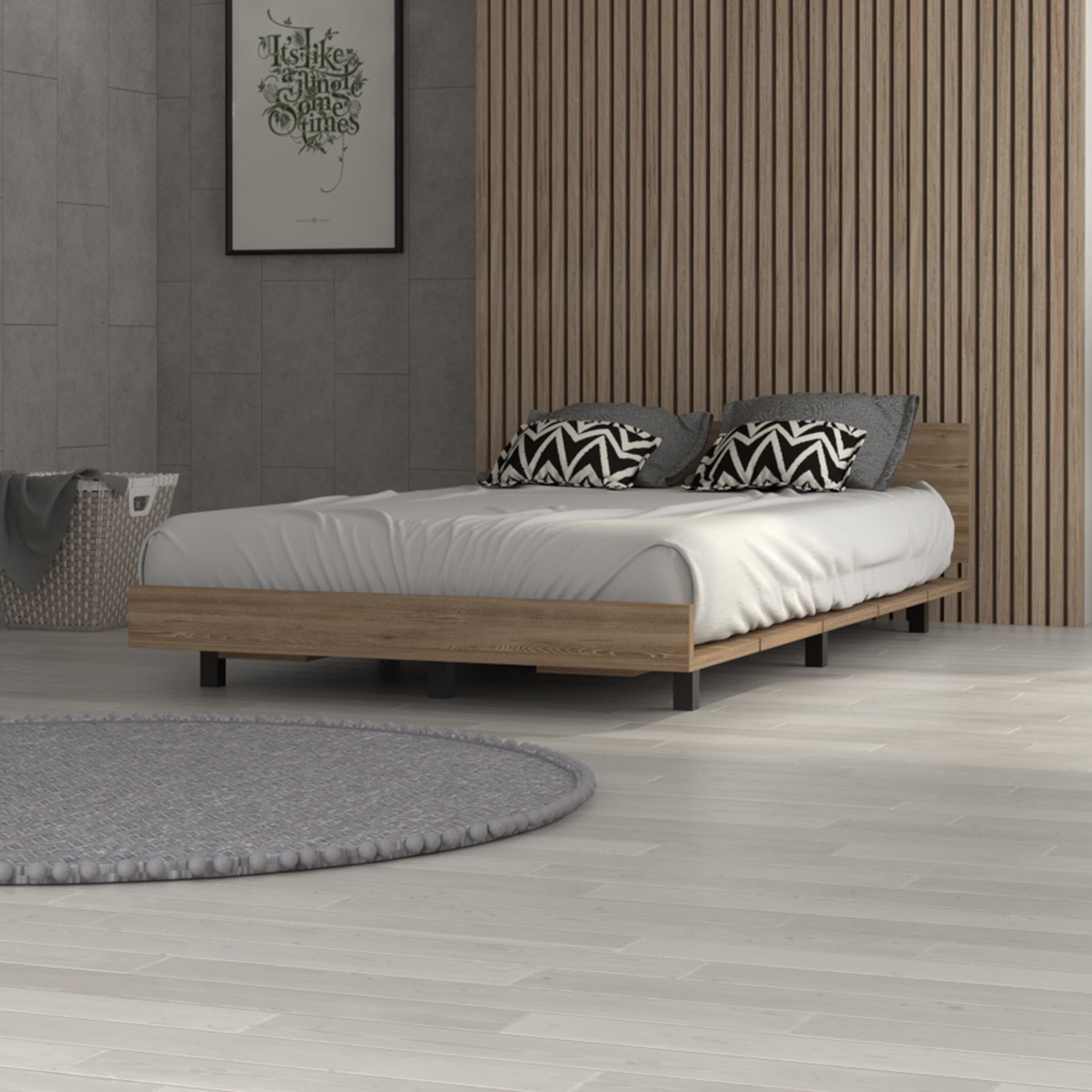 Twin Bed Frame with Headboard,Twin Size Wood Bed Frame,Solid Wood ...