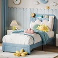 Twin Bed Frame, Upholstered Platform Bed with Large Storage Drawer and ...