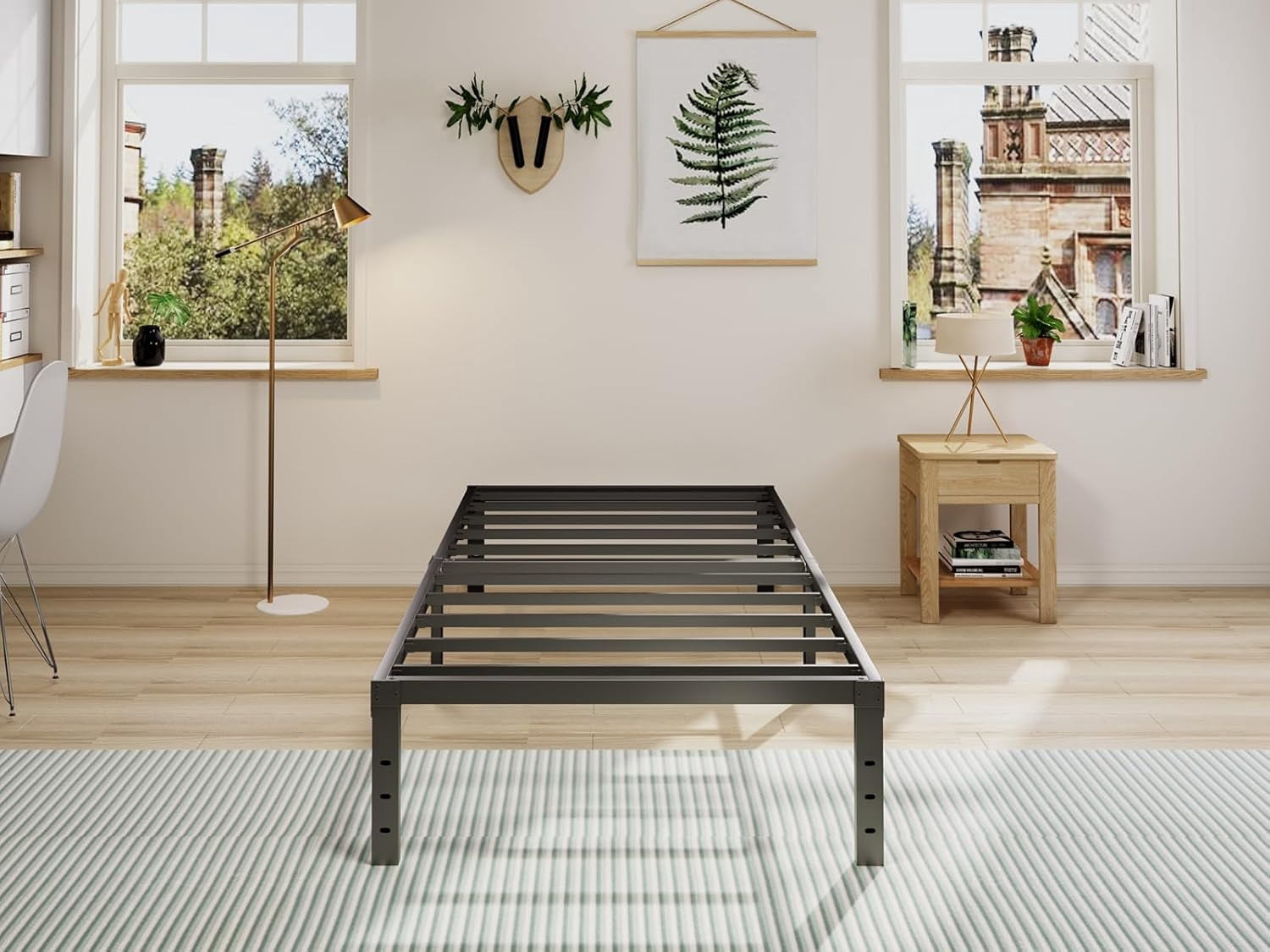 Twin Bed Frame Metal, 14 inch Tall Metal Platform Bed Frame Twin Size ...