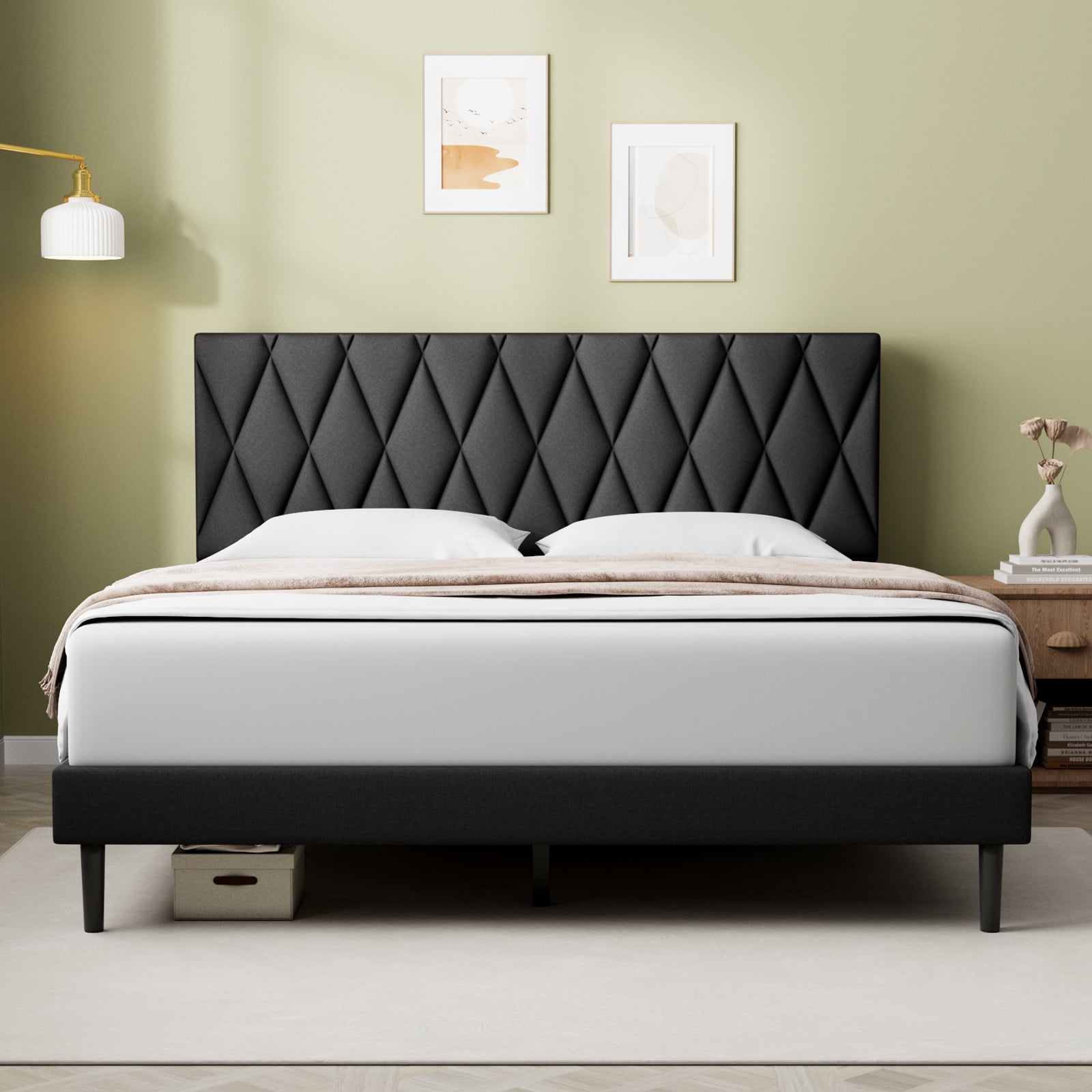 Twin Bed Frame, Twin Size Platform Bed With Fabric Upholstered ...