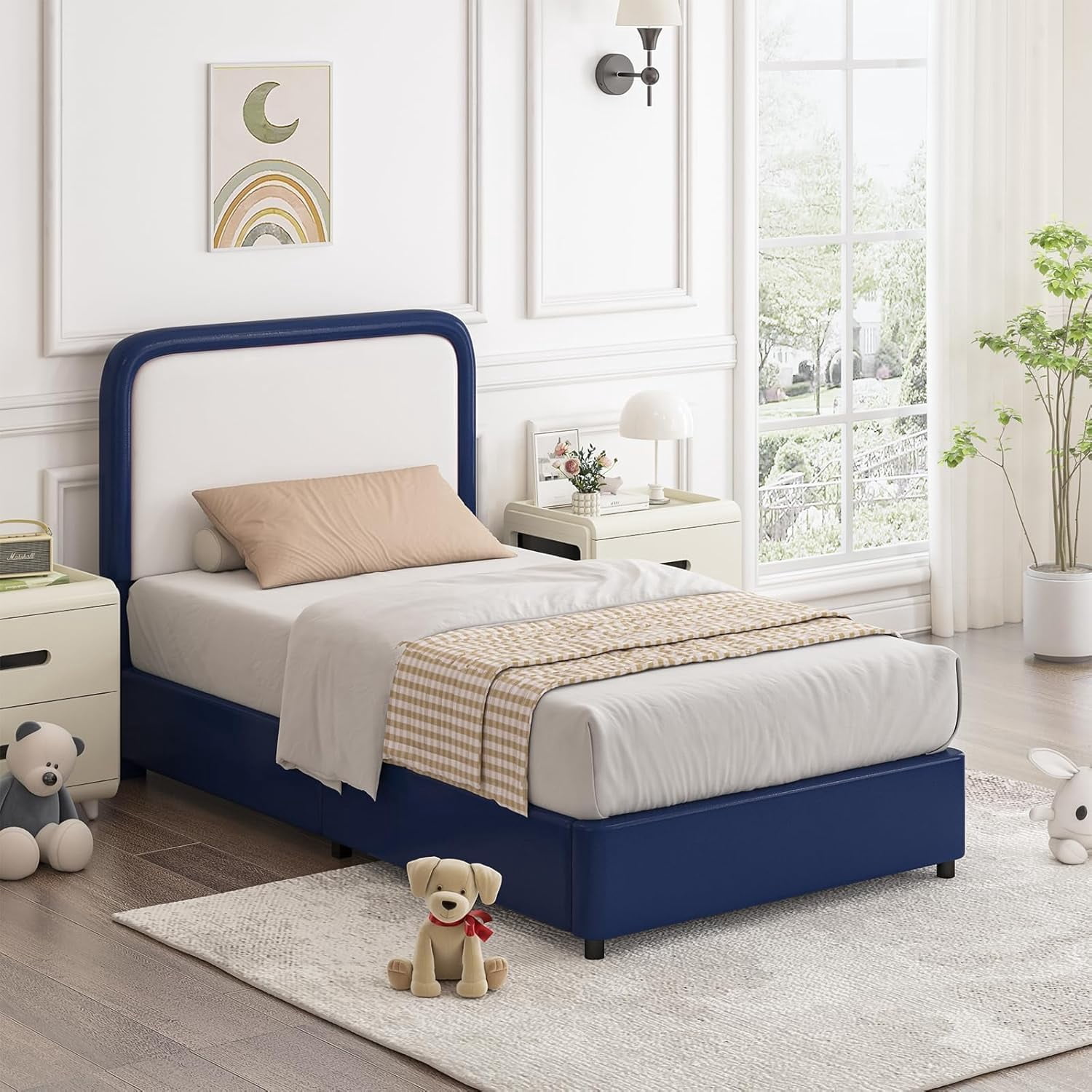 Twin Bed Frame with Headboard, Bed Frame Twin Size with Wood Slats ...