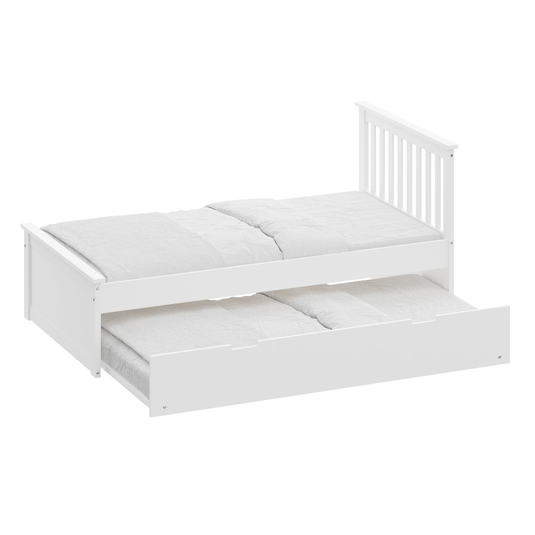 Twin Bed Frame with Trundle Bed, Twin Platform Bed with Solid Wood ...