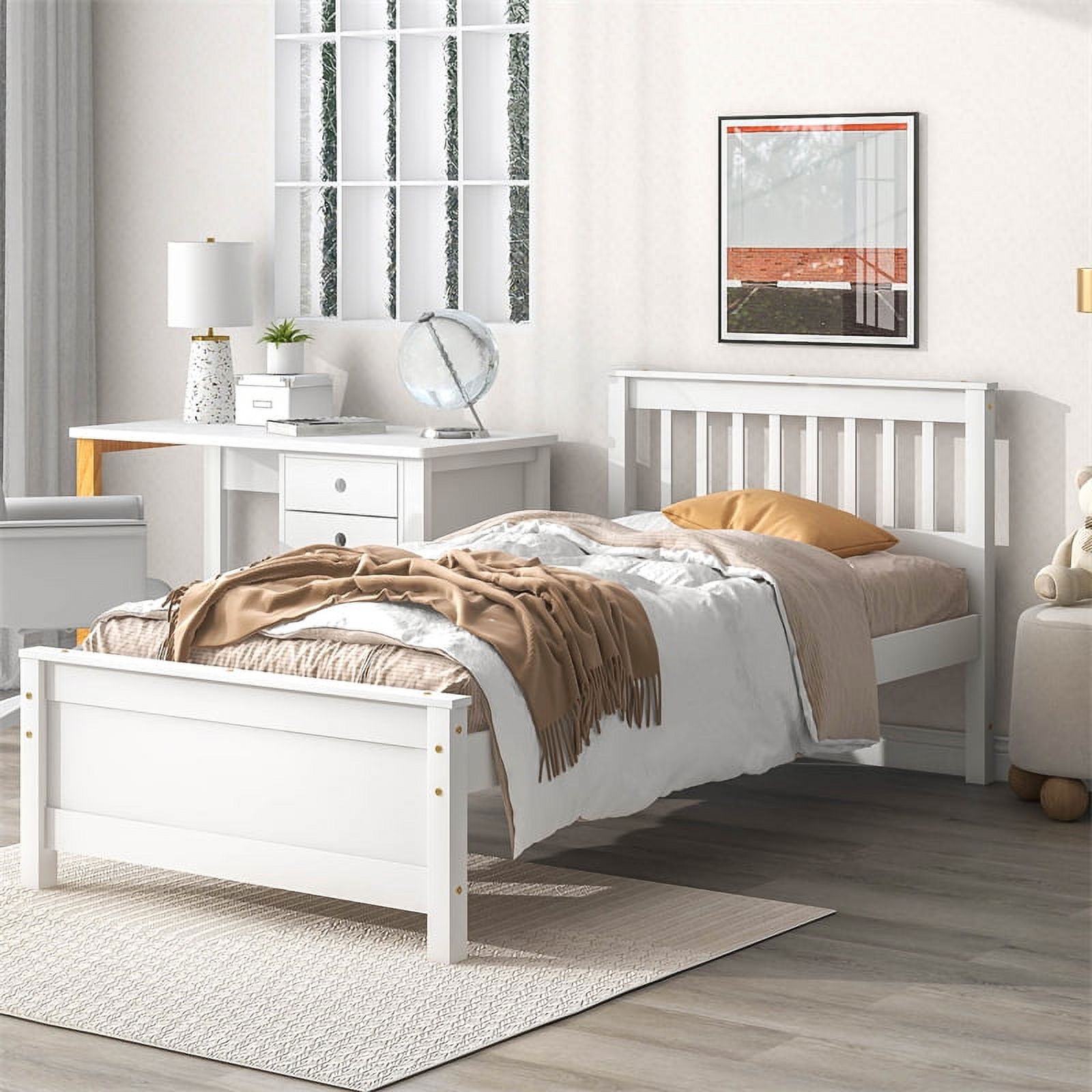 Twin Bed Solid Wood Platform Bed Frame with Headboard and Footboard ...