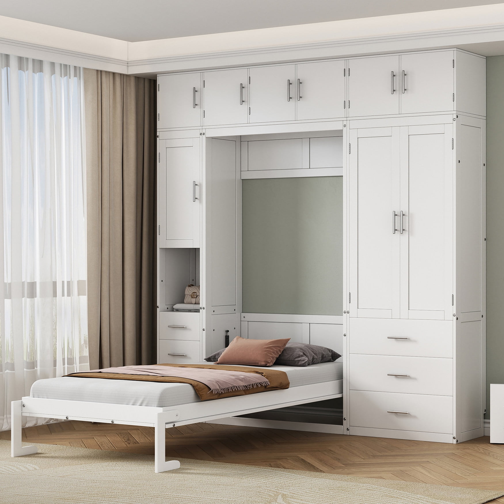 Twin Bed With Lockers And Shelves - Save Space In Your Bedroom White ...