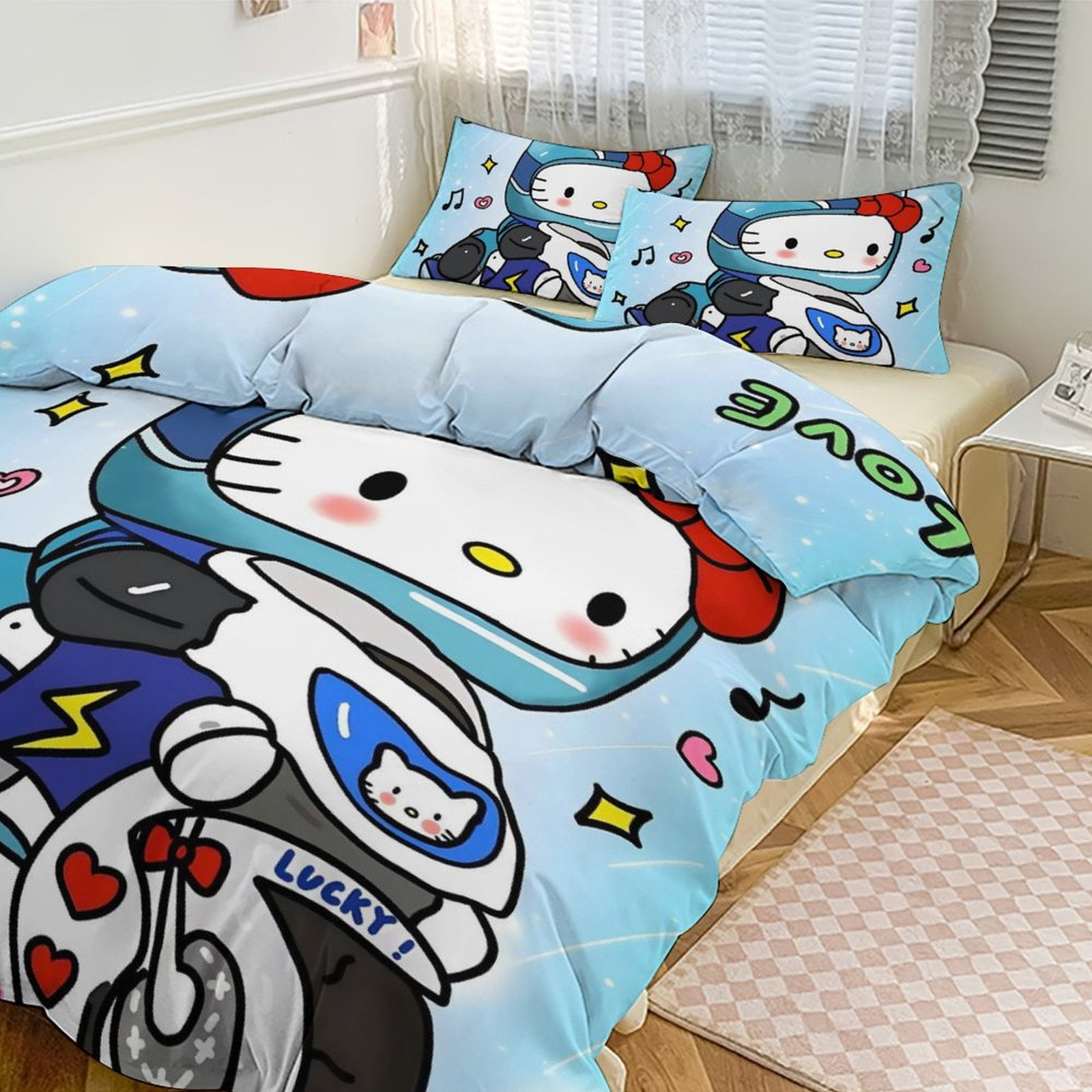 Twin Bedding Sets for Girls Cute Hello Kitty Bedding Set for Kids Hello ...