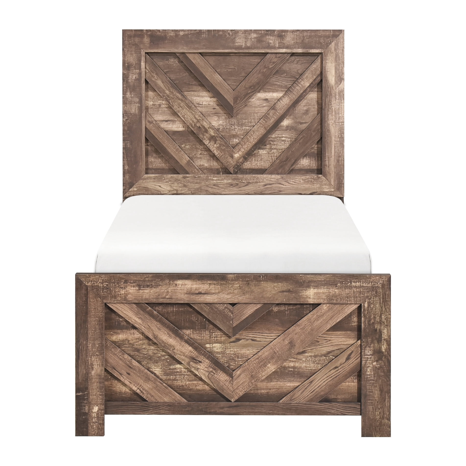 Twin Bedroom Bed In Rustic Brown, With A Smooth Finish Size Brown Bed ...