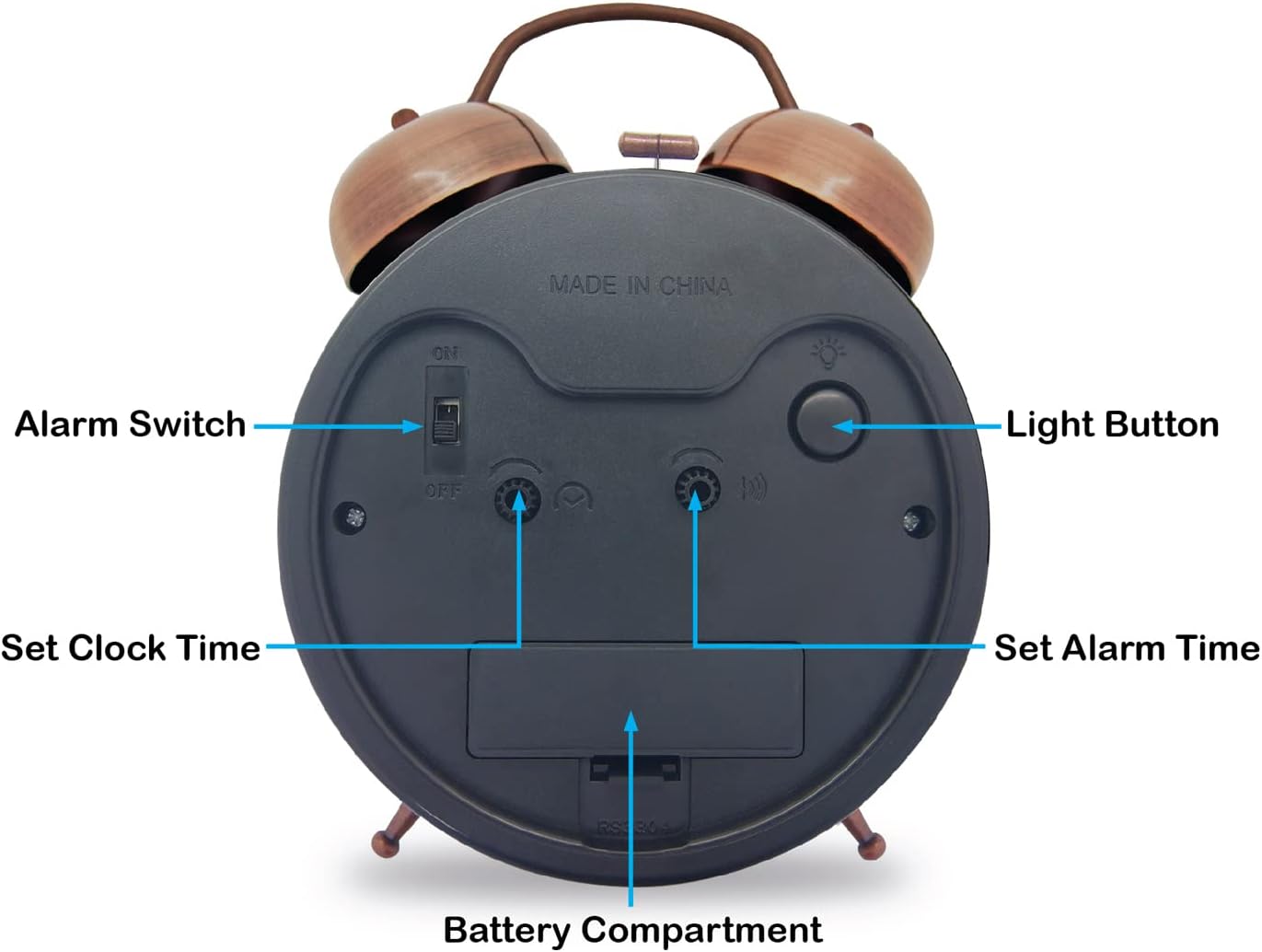 Twin Bell Loud Alarm Clock, 4 Inches Silent Desk Clock With Backlight ...