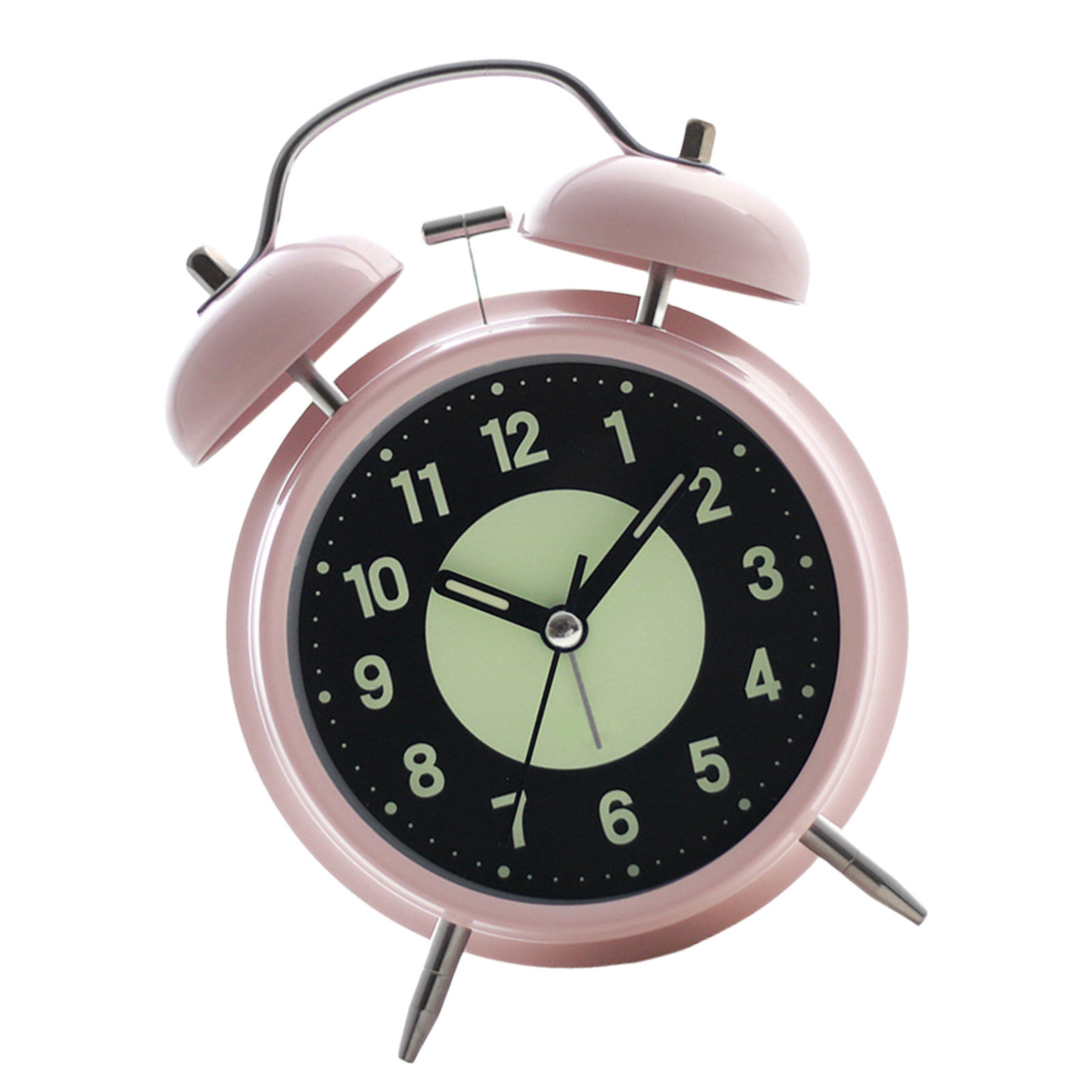 Twin Bells Bedroom Alarm Clock Large Green Glowing Dials Nightlight ...
