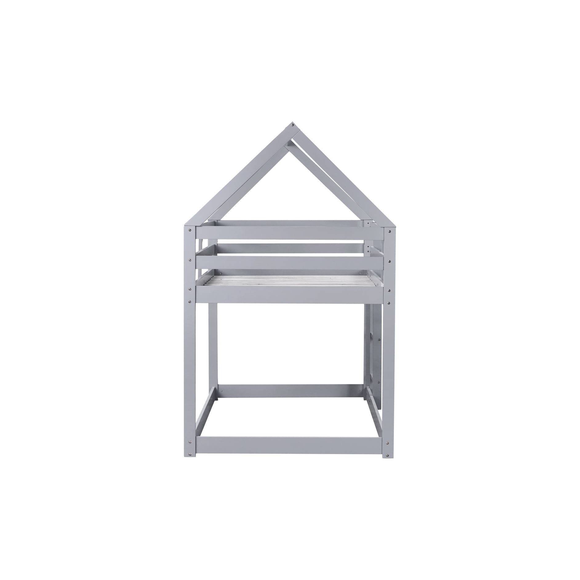 Twin Over Bunk Bed With Grey Color, House-shaped, Made Of Resilient ...