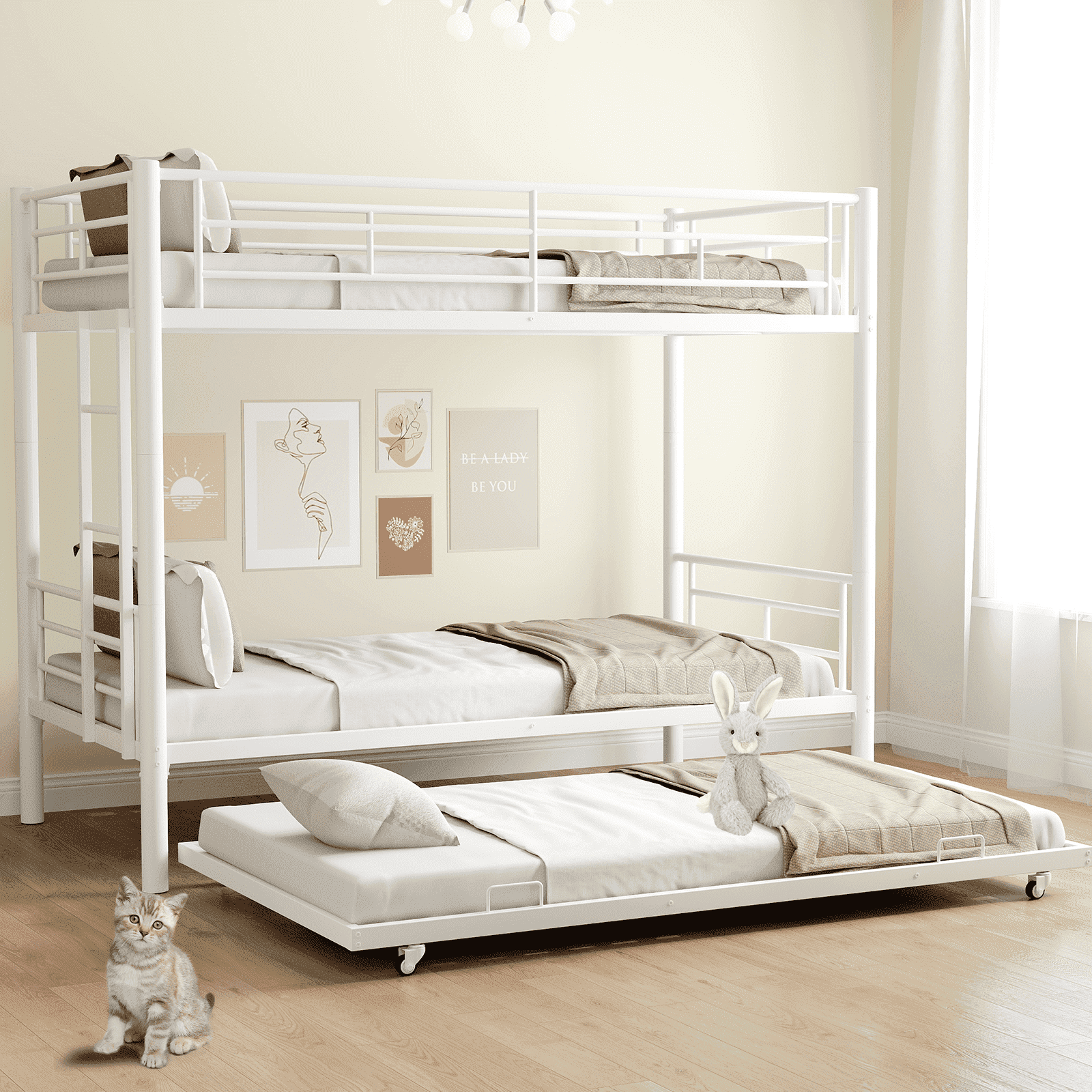 Twin Bunk Bed with Trundle Bunk Bed,Netrum Bump Beds for Kids with ...