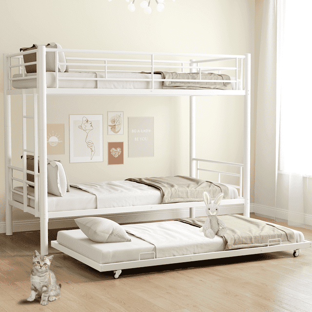 Twin Bunk Bed with Trundle Bunk Bed,Netrum Bump Beds for Kids with ...