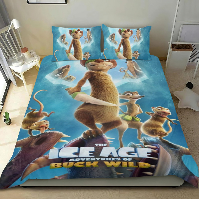 Twin Cartoon 3 Piece Bedding Set Ice Age Comforter Set Cute Duvet Cover ...