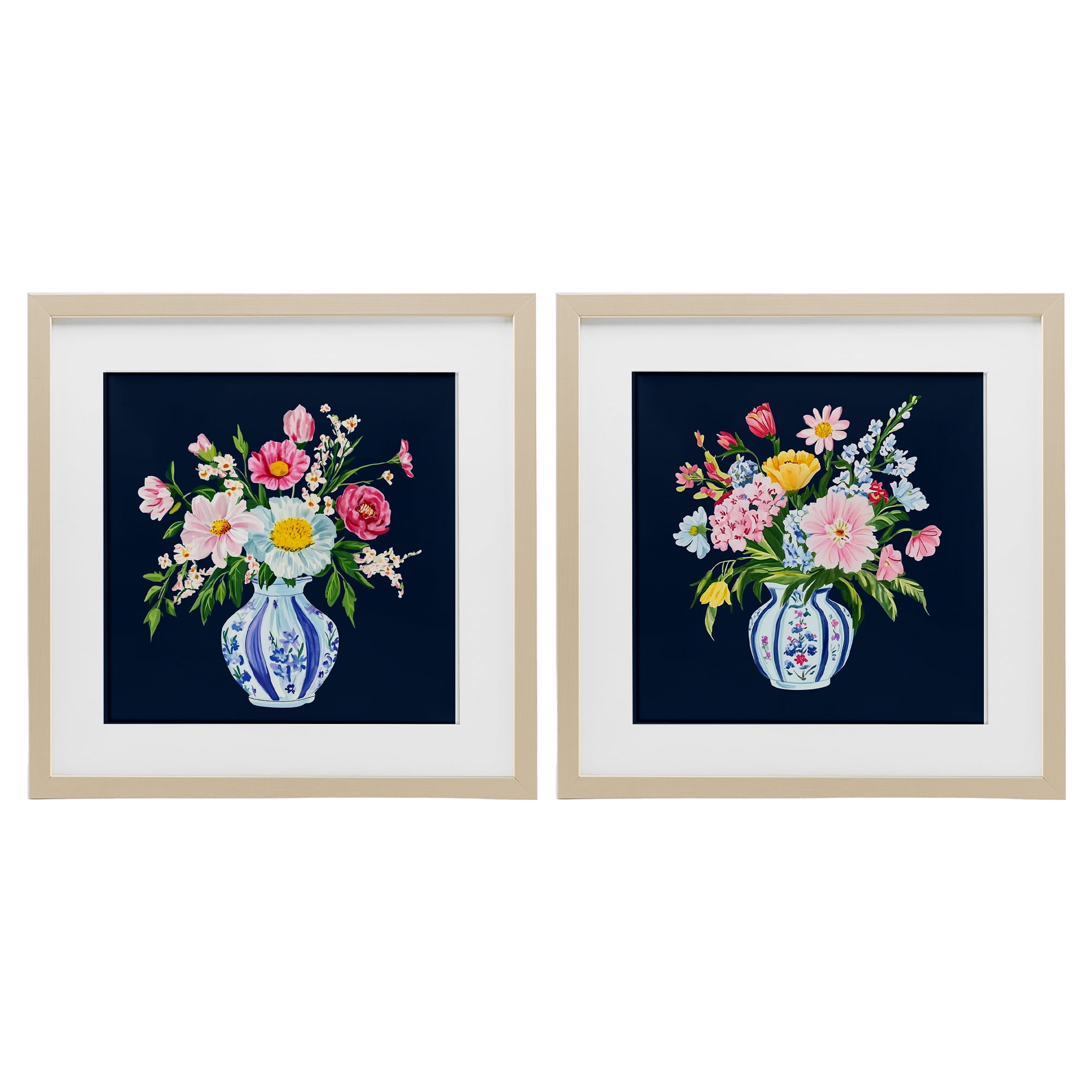 Twin Chinoiserie Vases 2 Piece Birch Framed Print Under Glass Set ...