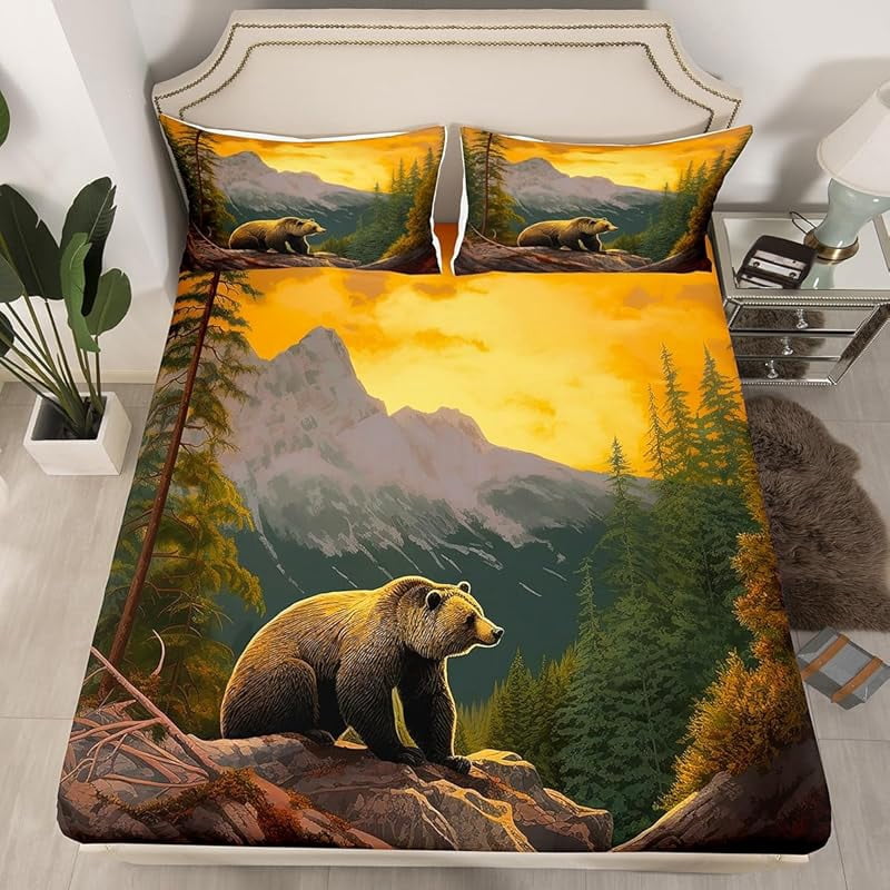 Twin Comforter,Country Hunting Wild Animal Bedding Set for Rustic Cabin ...