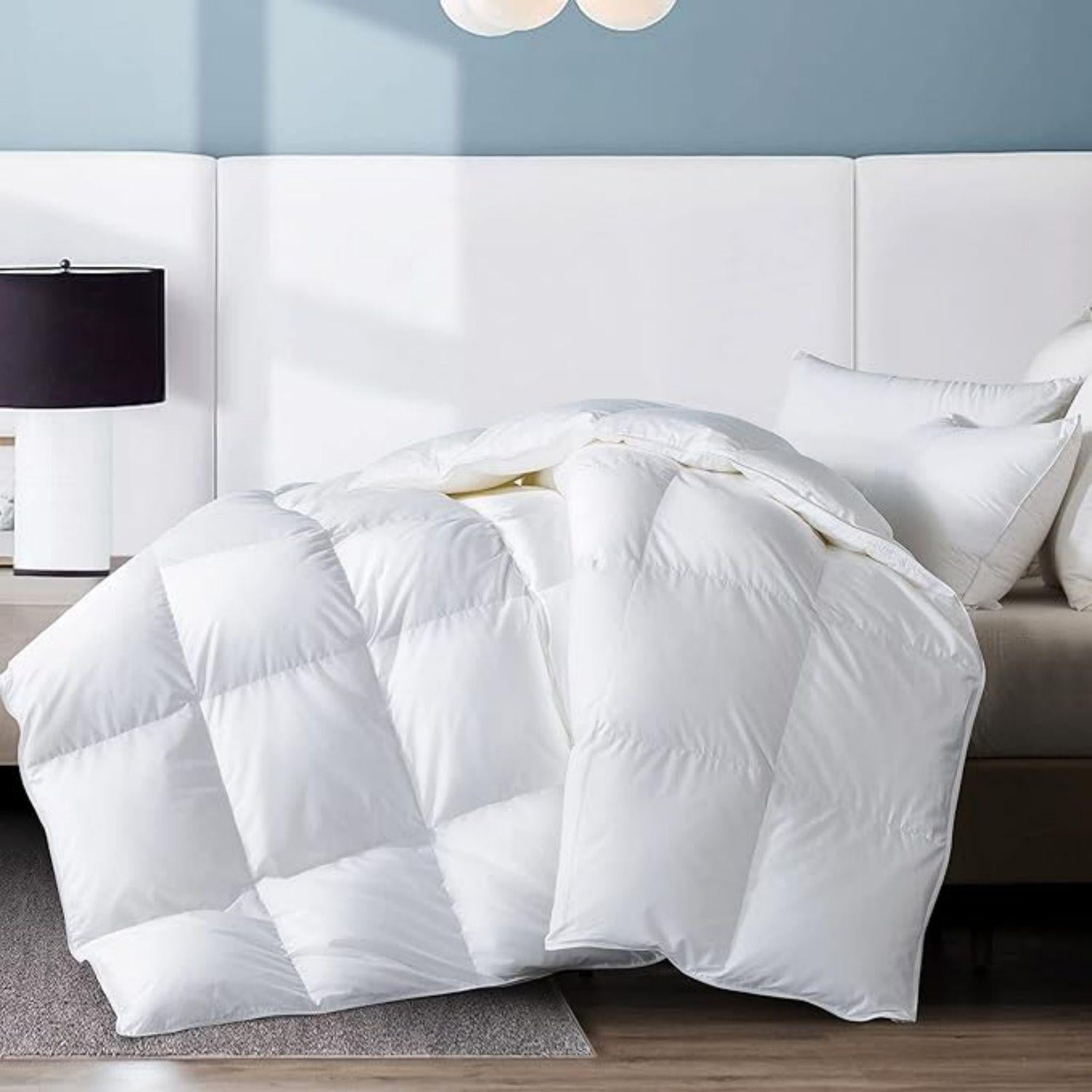 Twin Comforter,Filled with Feather and Down, White Duvet Insert ...