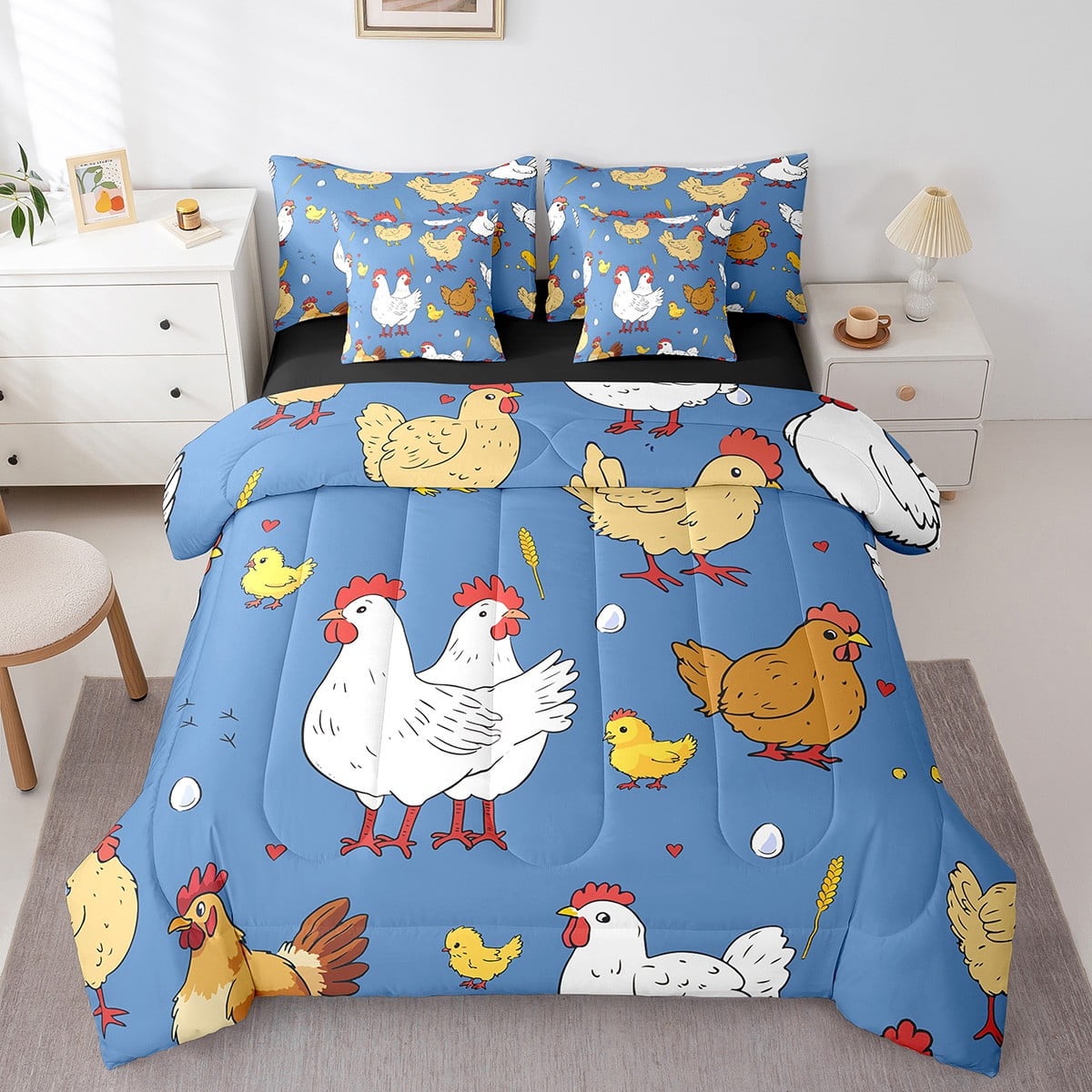 Twin Comforter Set,7 Pieces Farmhouse Chick Bedding Sets Twin Bed in a ...