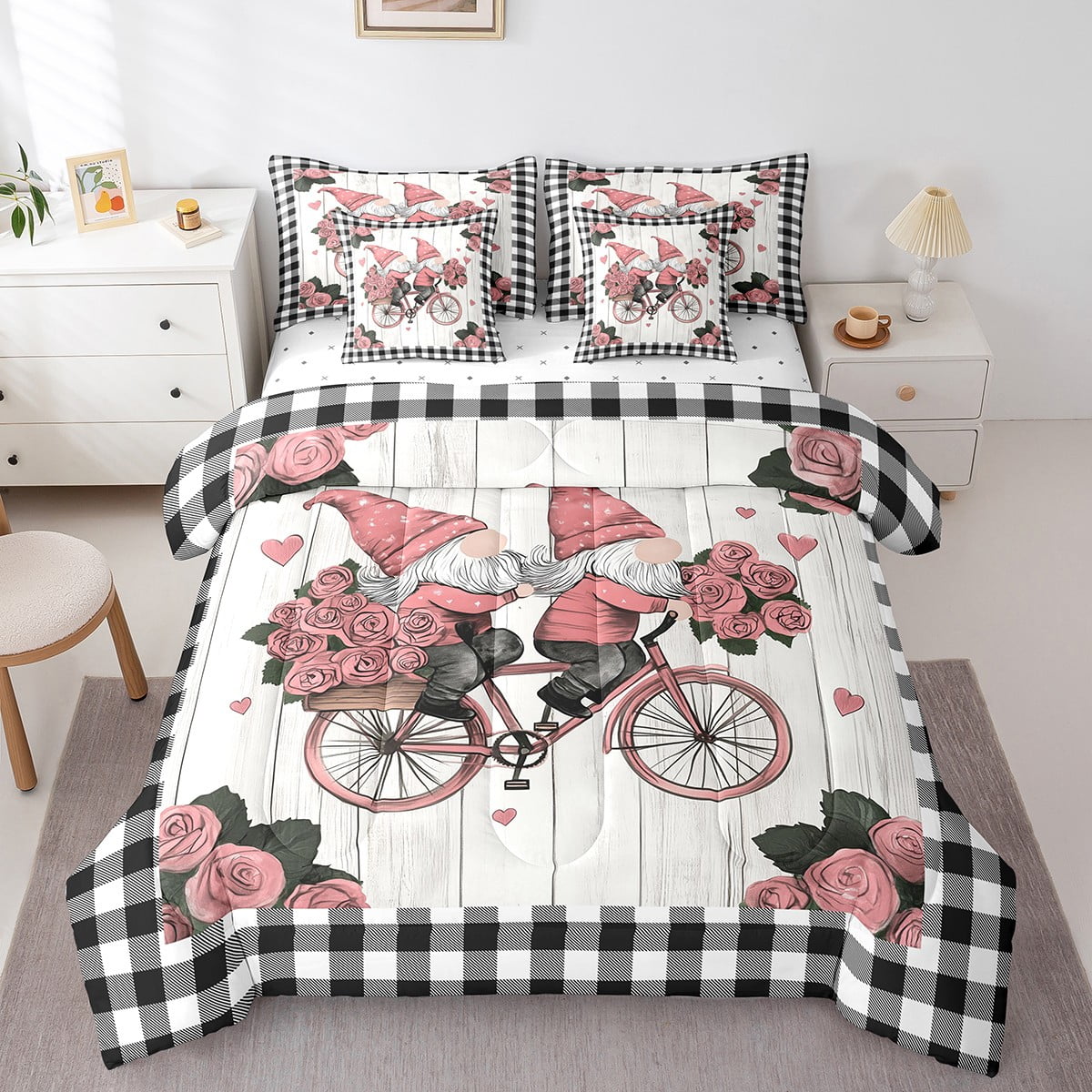 Twin Comforter Set,7 Pieces Romantic Couple Bedding Sets Twin Bed in a ...