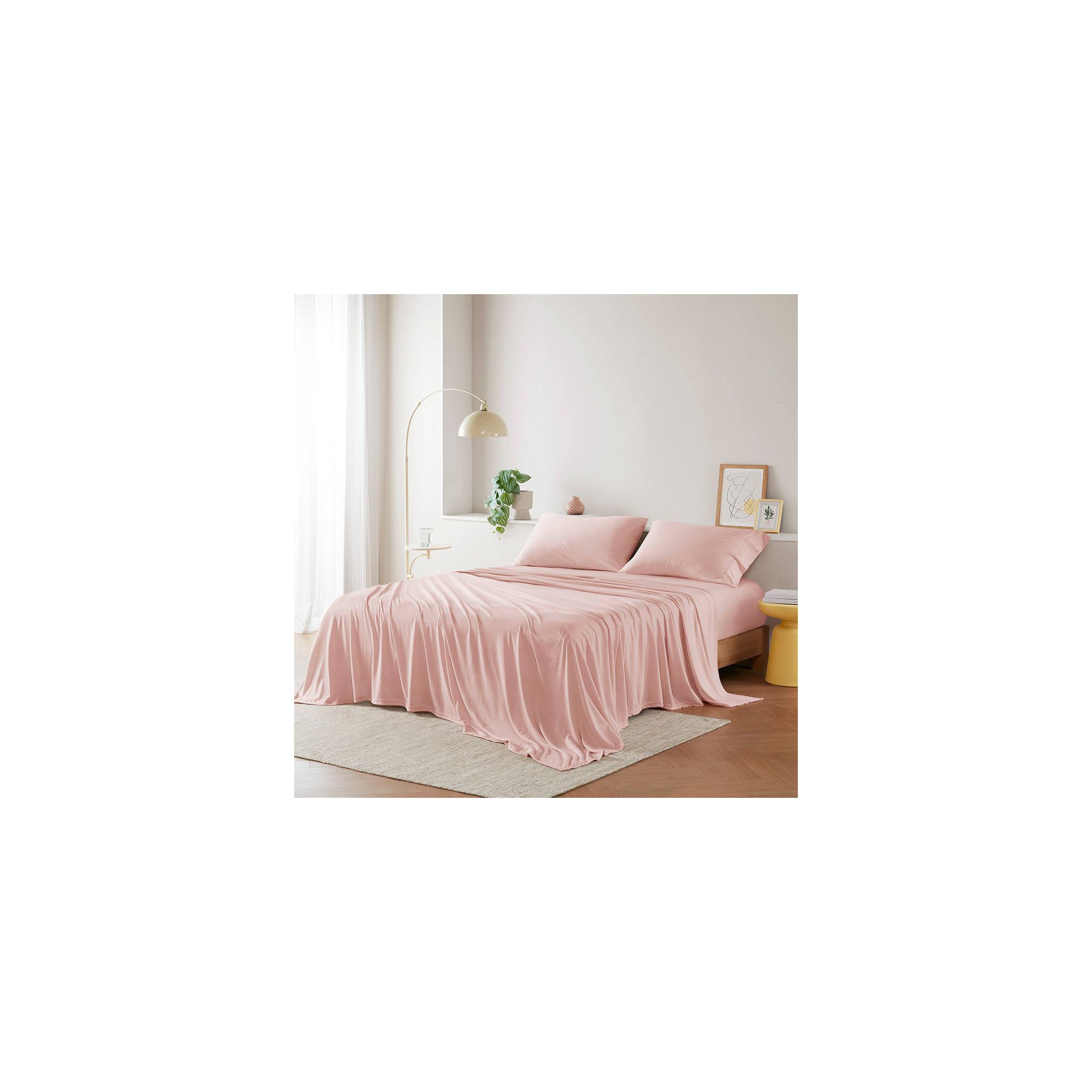Twin Cotton Blend Jersey Knit All Season Sheet Set Blush - Walmart.com