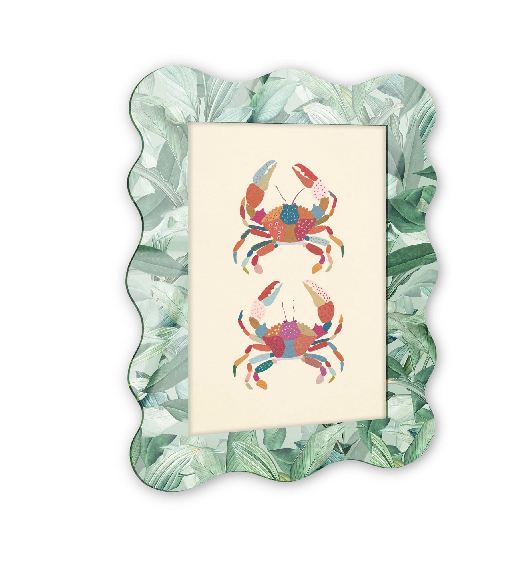 Twin Crabs Retro Coastal Decor Art – Green Curvy Acrylic Wall Frame, 19 ...