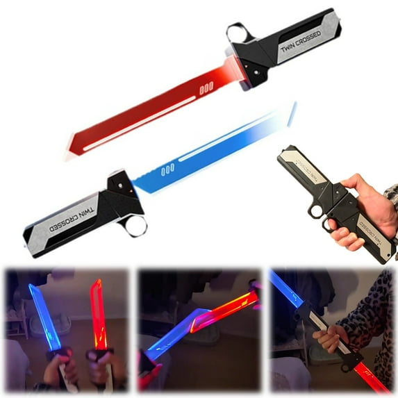 Twin Crossed LED Light Sword Set, Retractable Red & Blue Blades ...