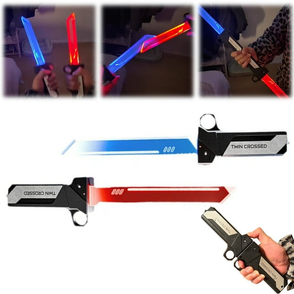 Twin Crossed Retractable LED Lightsaber, Dual-Color (Red/Blue) Blades ...